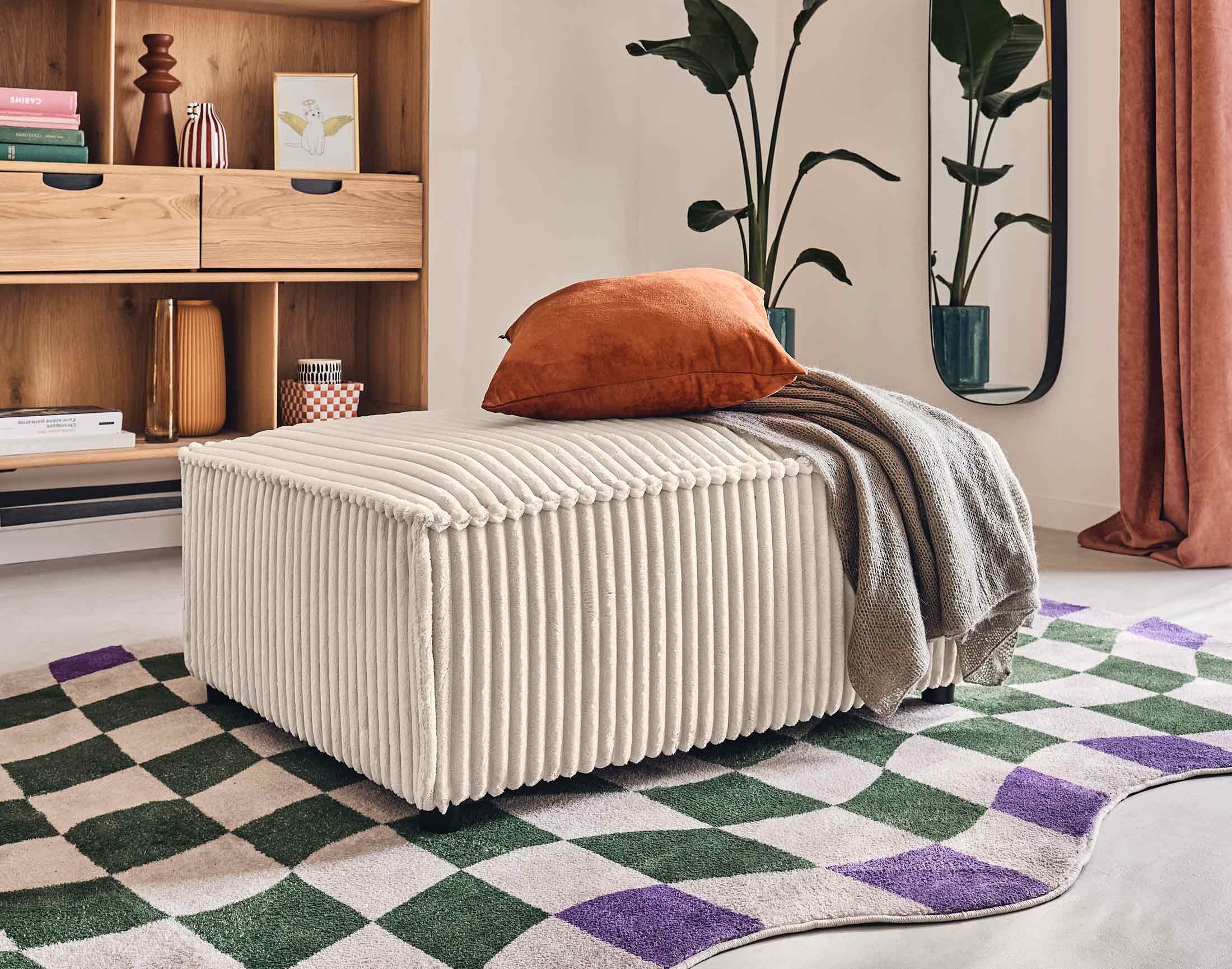 Stella - pouf - en velours côtelé grosses côtes | Leroy Merlin