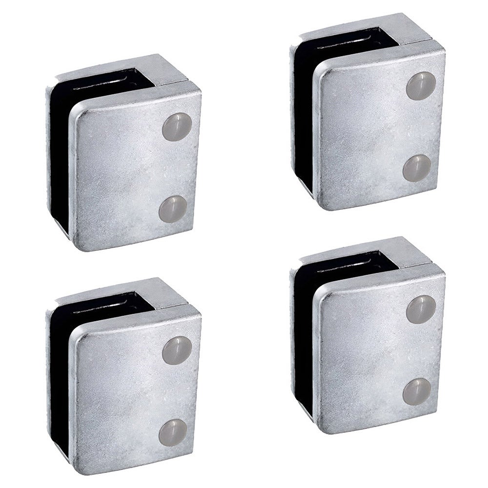 4 x Pince à verre plate modèle 04 - Ep. verre 13,52 mm - Zamak brut ...