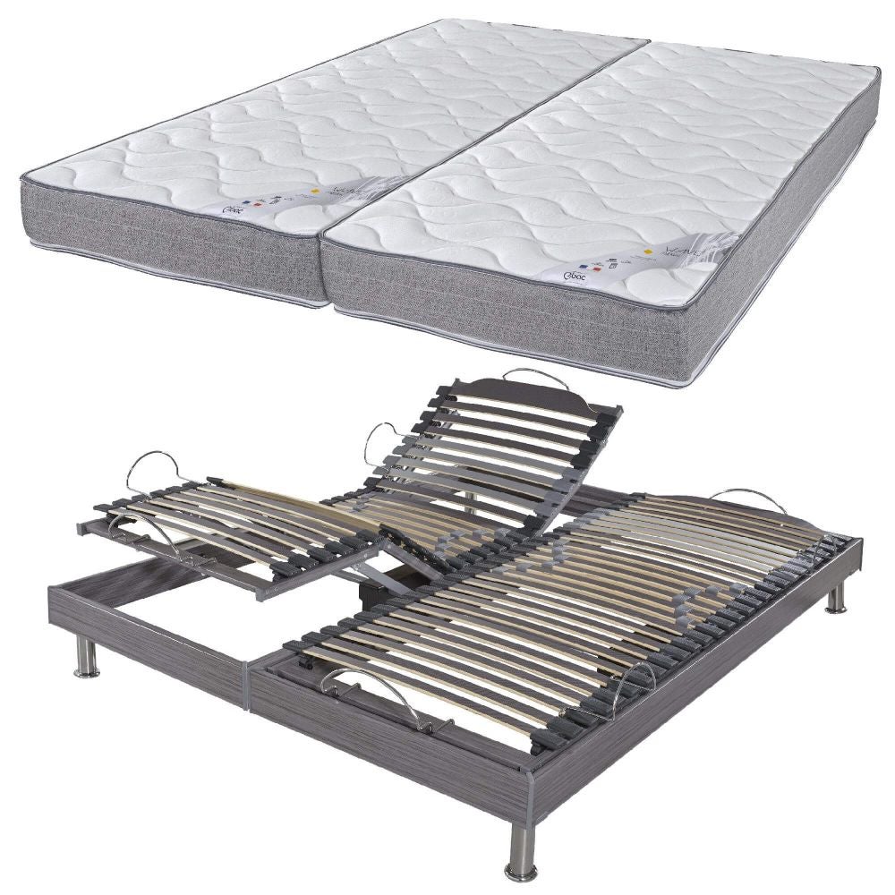 Lit électrique S62+matelas Wave 2x70x190 - Mousse - Soutien medium ...