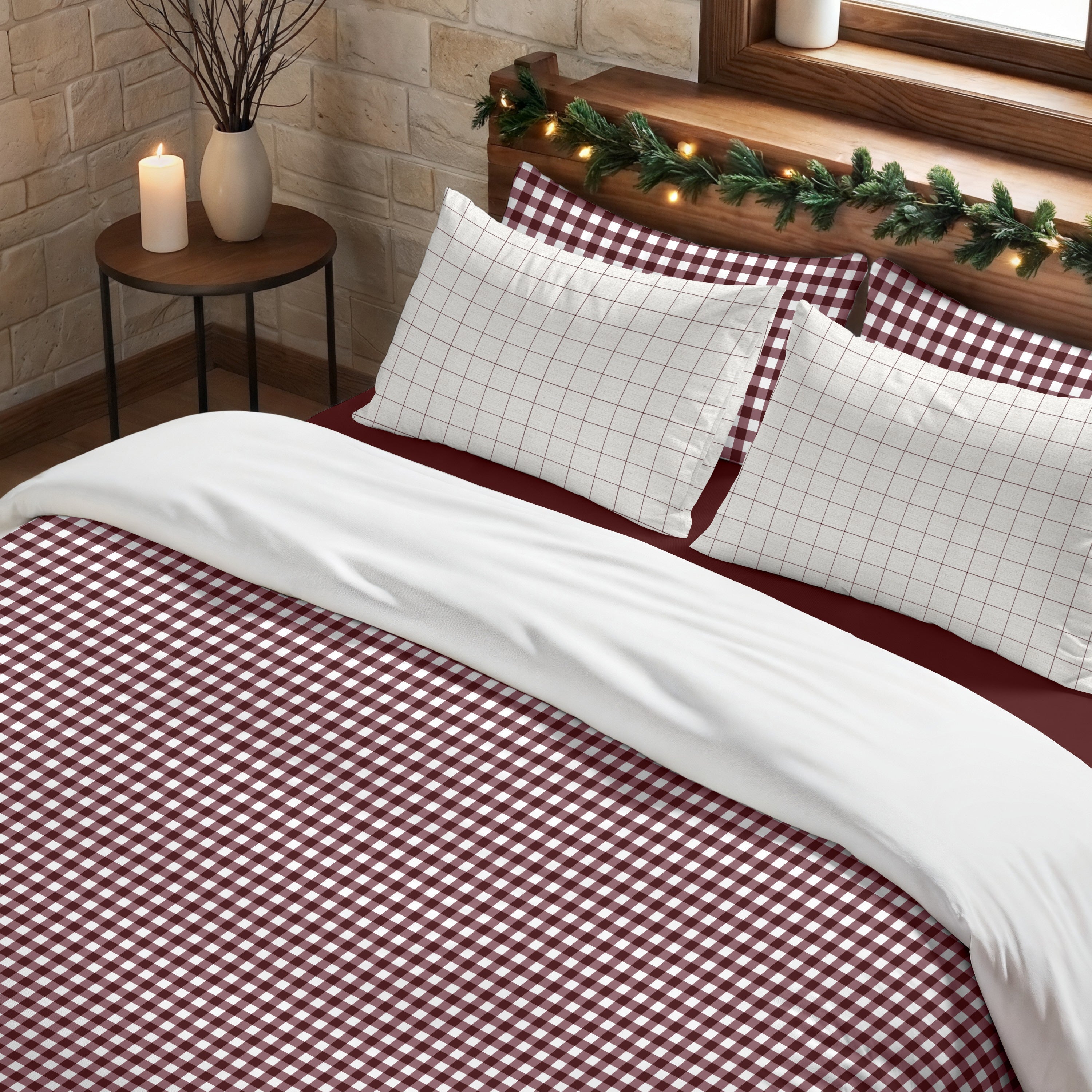 Housse de couette avec boutons-pression 100 % coton Vichy Burdeos ...