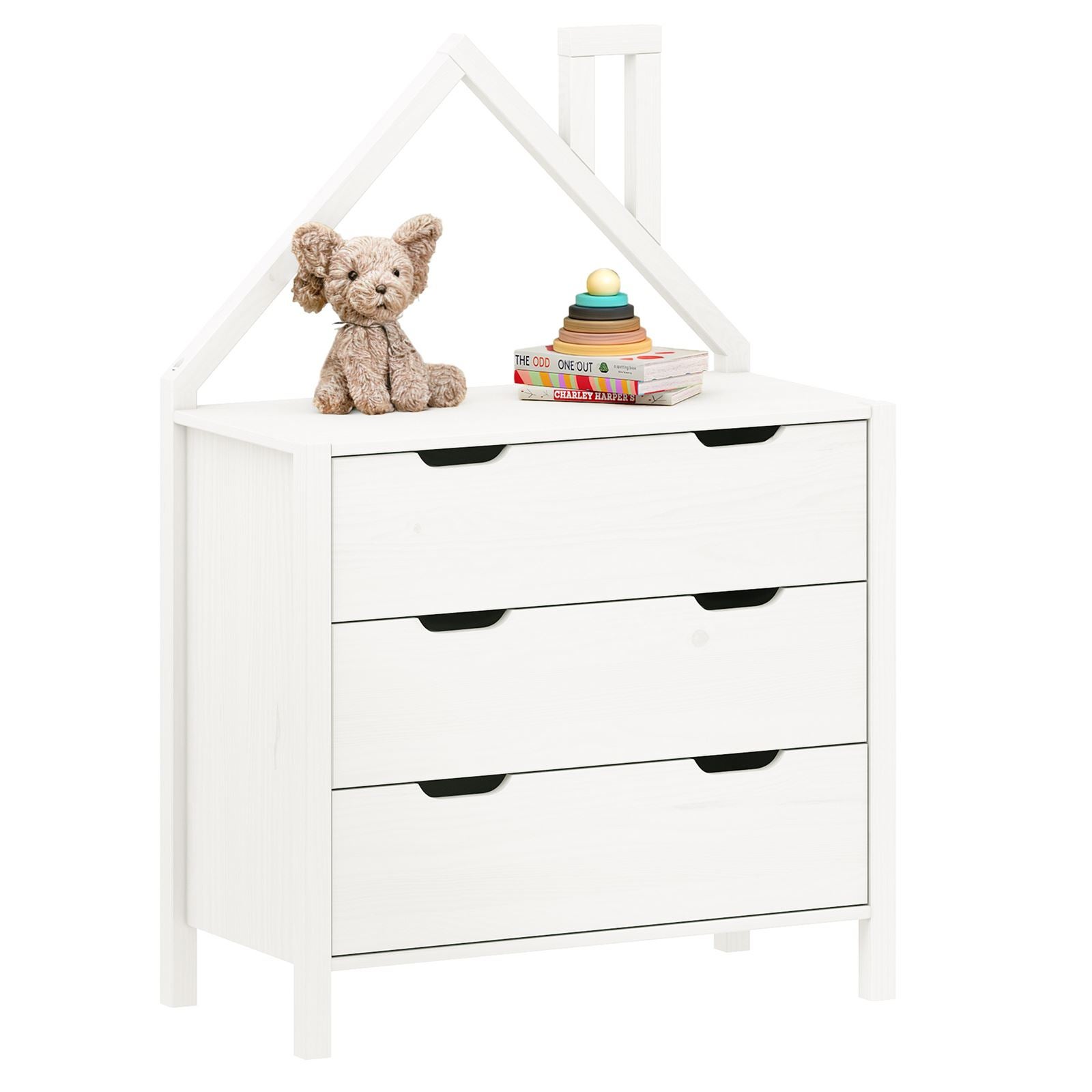 Commode Enfant ELANO en bois massif 3 tiroirs - Blanc | Leroy Merlin