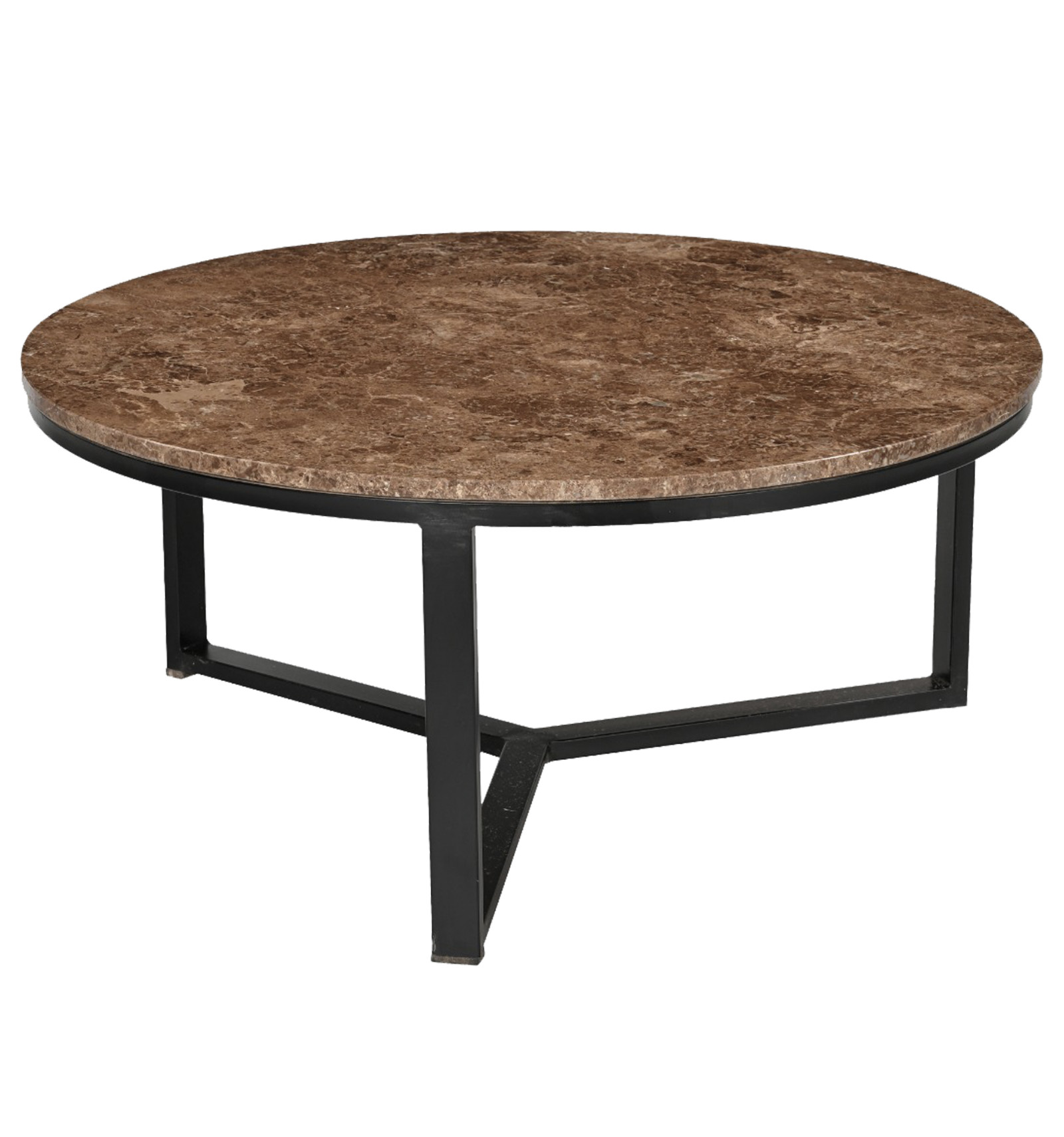 MILANO-Table basse ronde D.60 cm en Marbre emperador et métal noir ...
