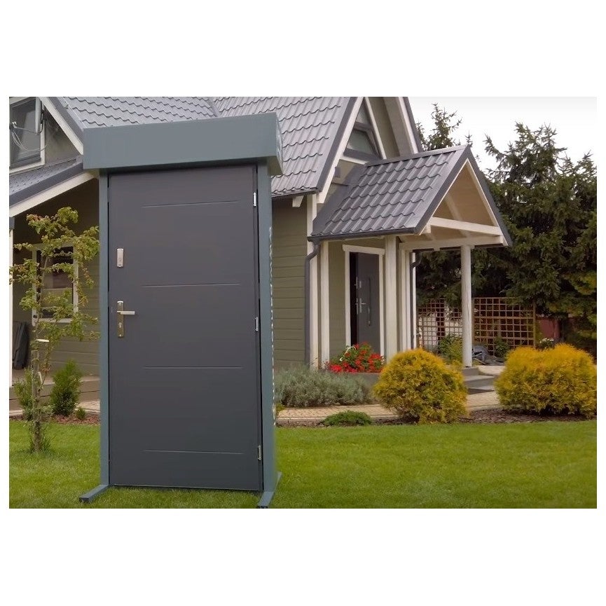 Porte d'entrée TANGO Anthracite en acier inoxydable - Avec Poignée et ...