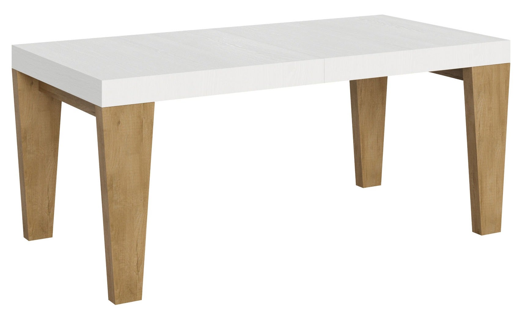 Table extensible blanche et pieds chêne naturel 6 à 12 personnes Kristo ...