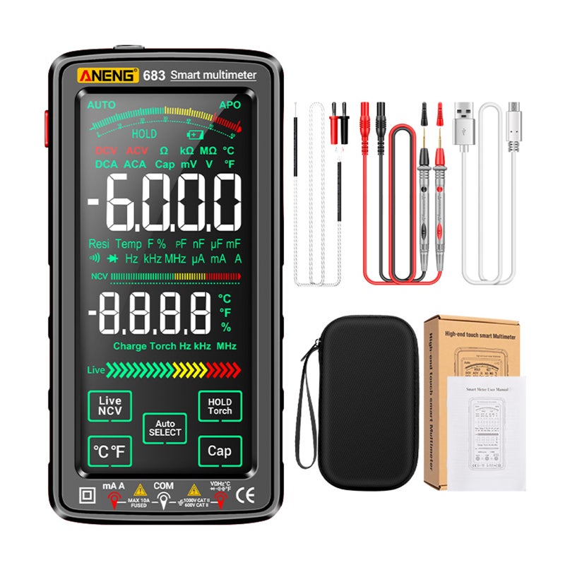 Multimètre numérique à écran tactile ANENG683, double mode automatique ...