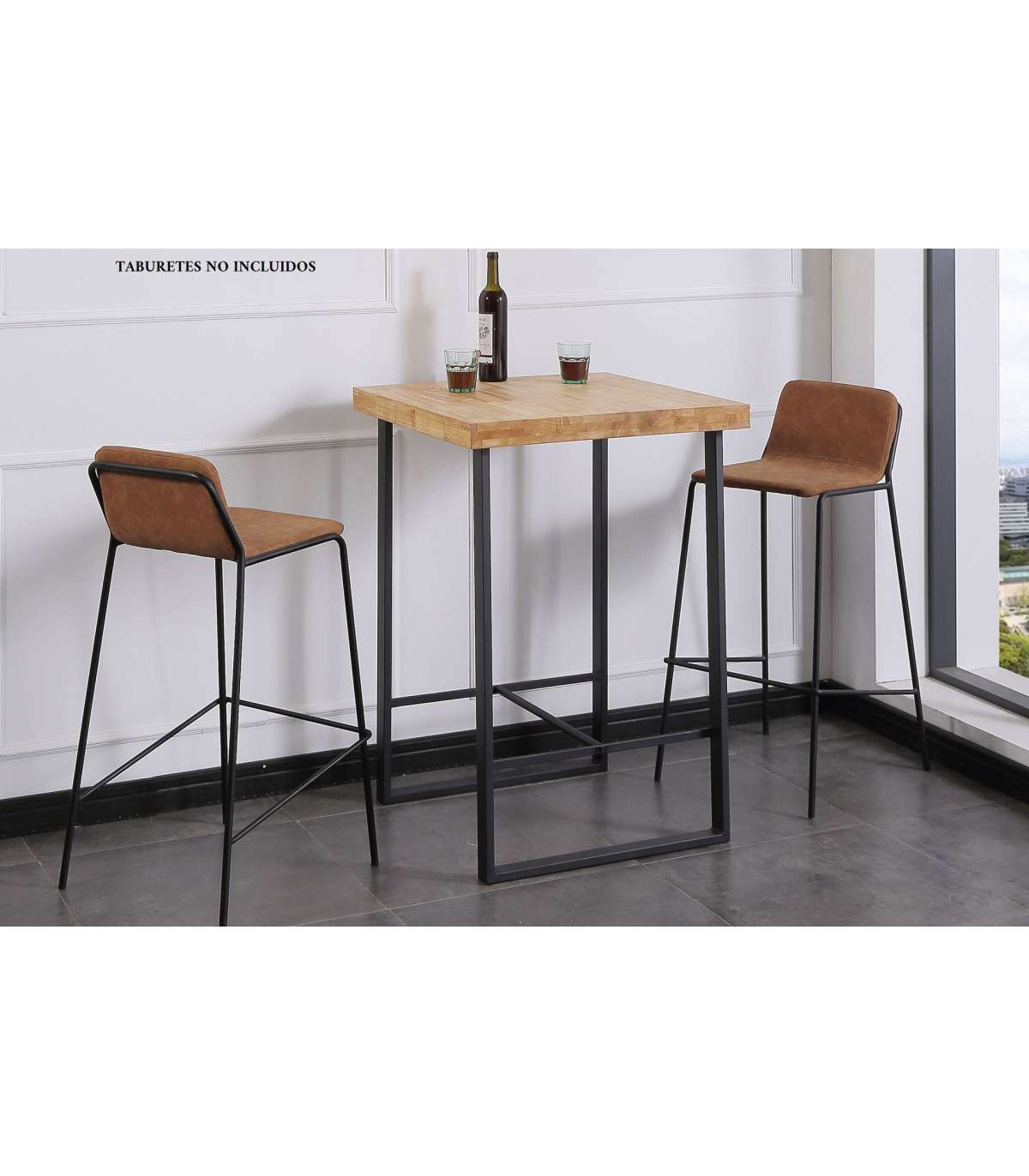 Mesa Alta Bar loft acabado roble nordish 100 cm(alto)70 cm(ancho)70 cm ...