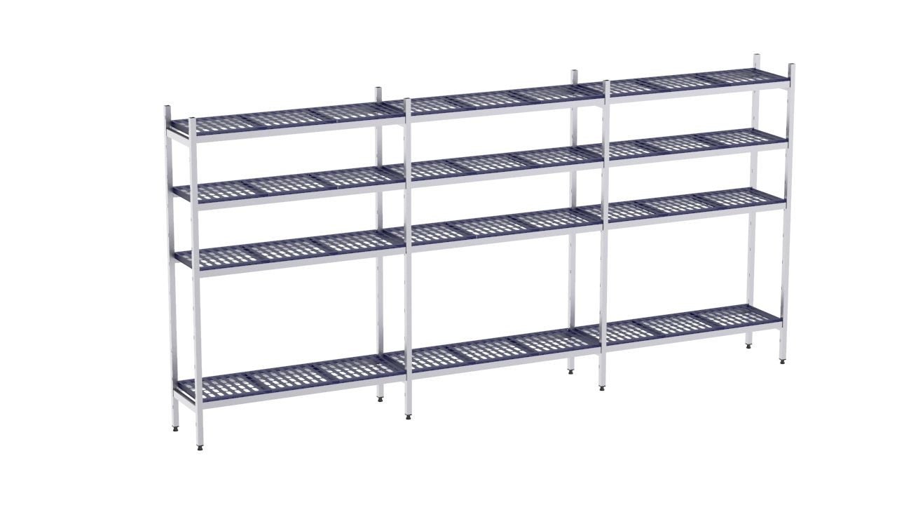 Rayonnage en Inox avec Clayettes 4 Niveaux en Polypropylène P.400mm et ...