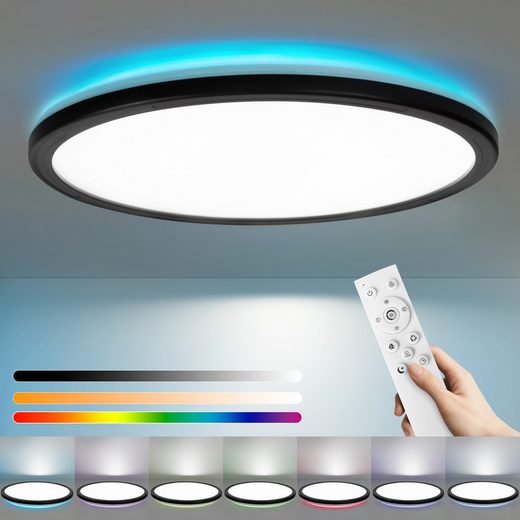 ZMH Plafón LED para salón con panel de luz de fondo RGB inteligente ...