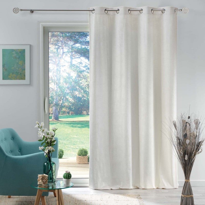 Rideau en velours motif feuillage exotique - Naturel - 140 x 280 cm ...