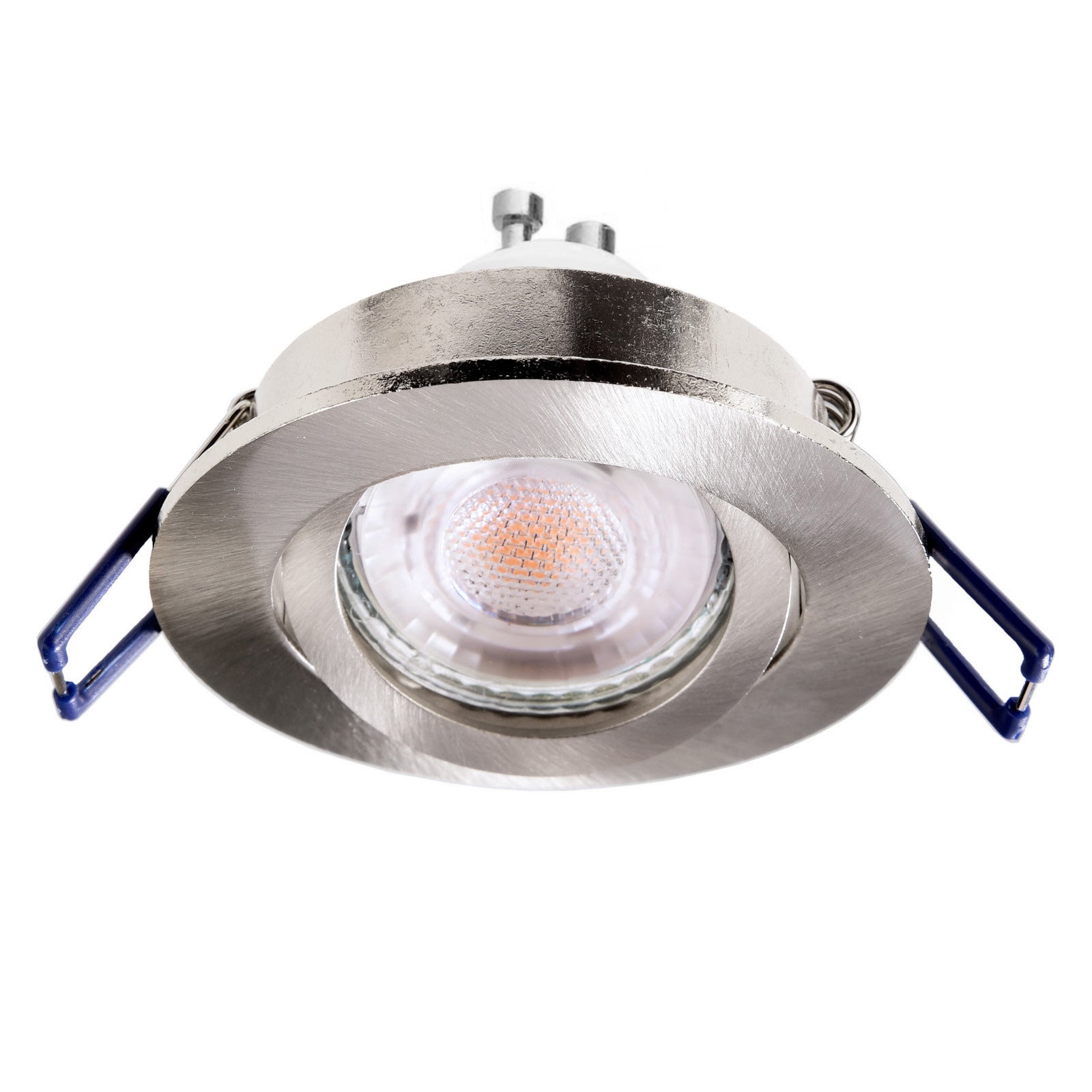 Spot encastrable LED 8W GU10 argent brossé rond trou 70mm plafonnier ...