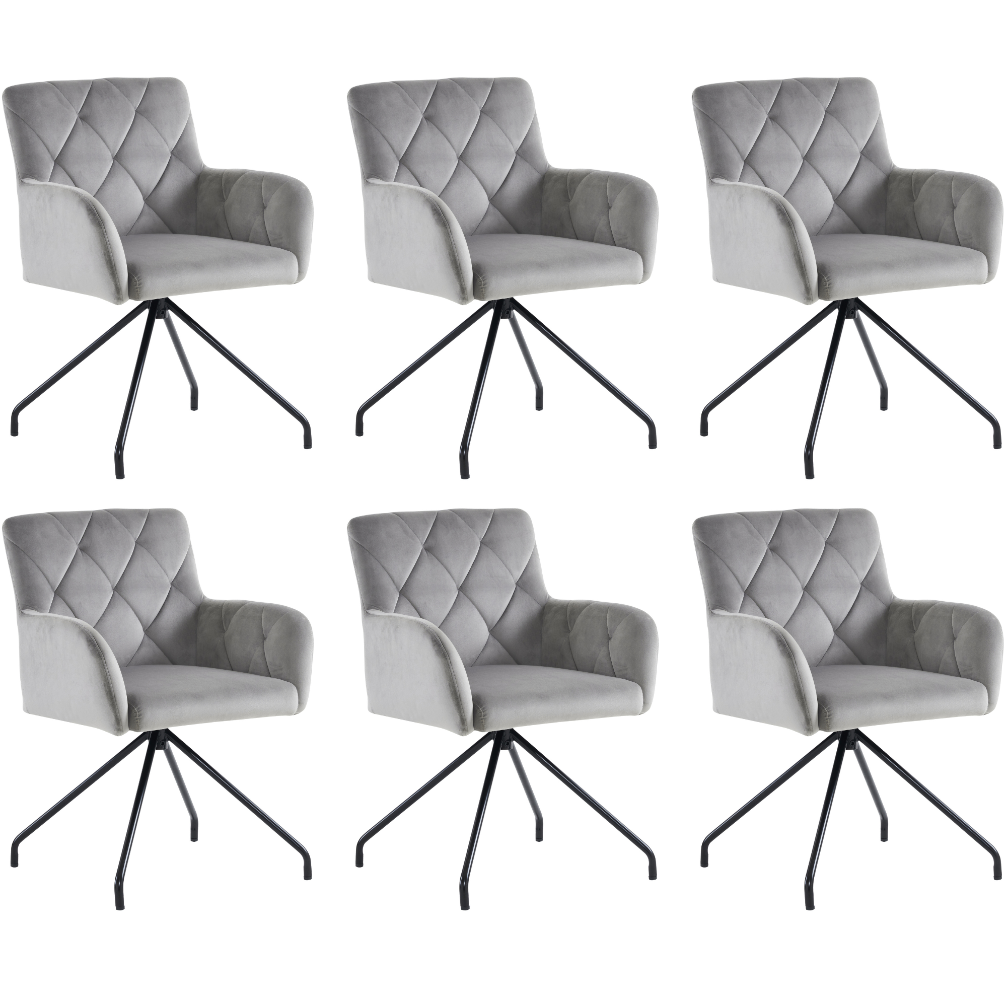Chaise de salle à manger pivotante 6 places velours gris rembourrée ...