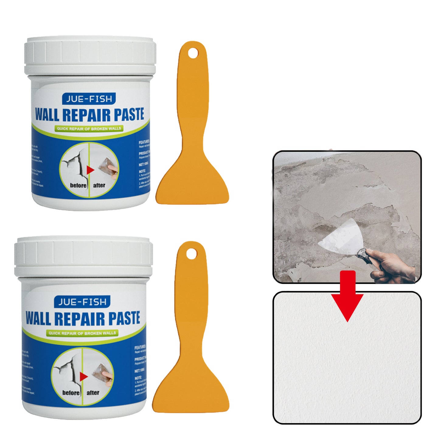 2 pastas reparadoras de paredes, para pelar, cubrir manchas y reparar ...