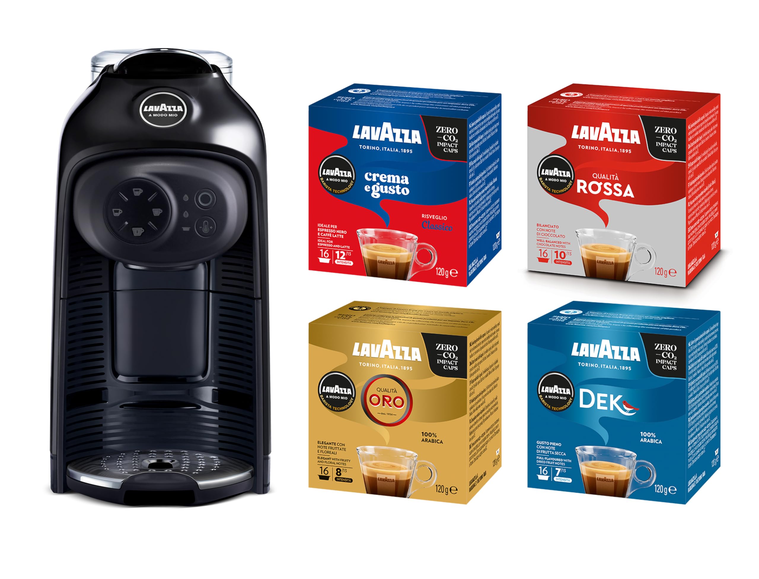 Lavazza, A Modo Mio Macchina per Caffè Idola Nera con 64 Capsule A Modo ...