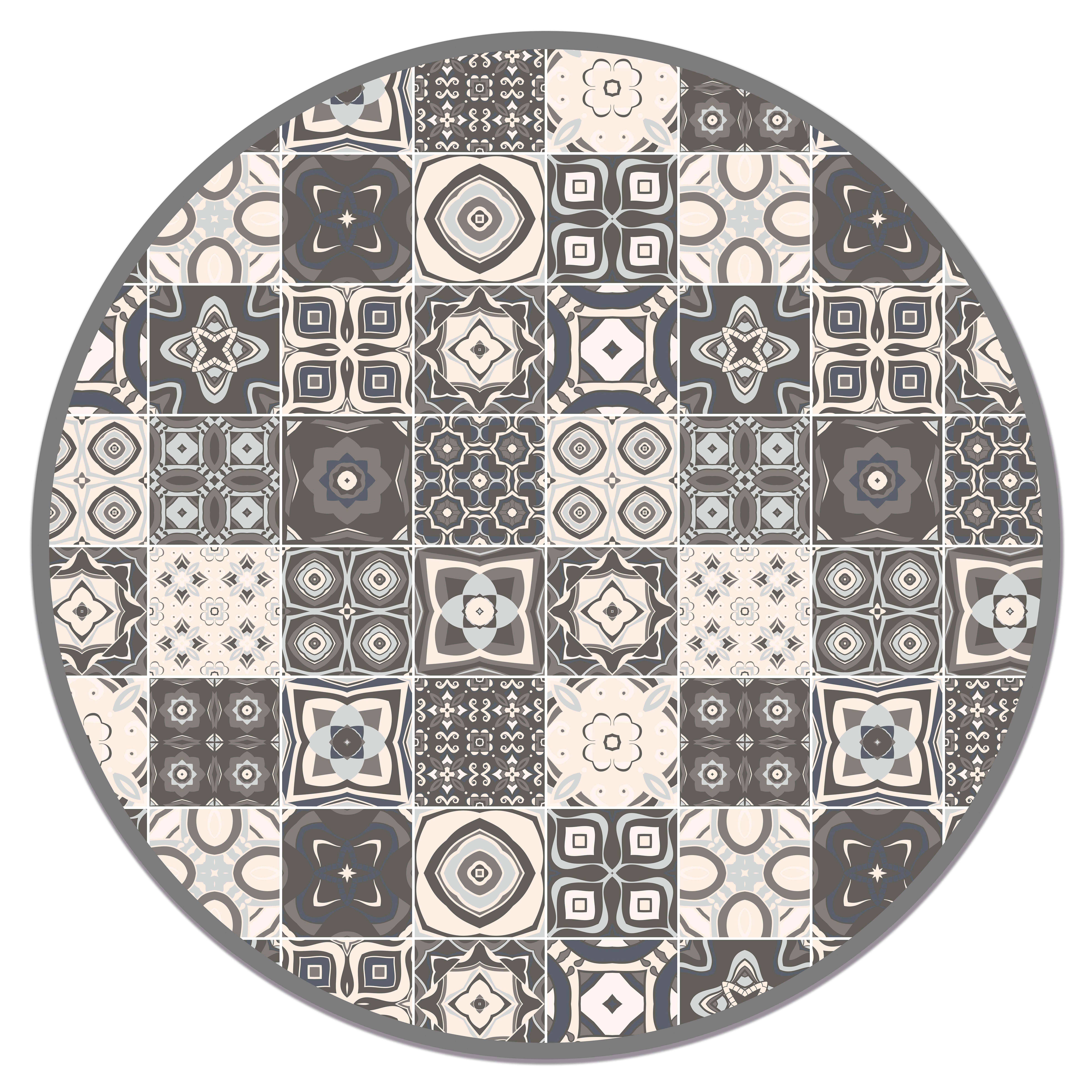 Panorama Tapis du Sol - Modèle Carrelage hydraulique rond gris 150x150 ...
