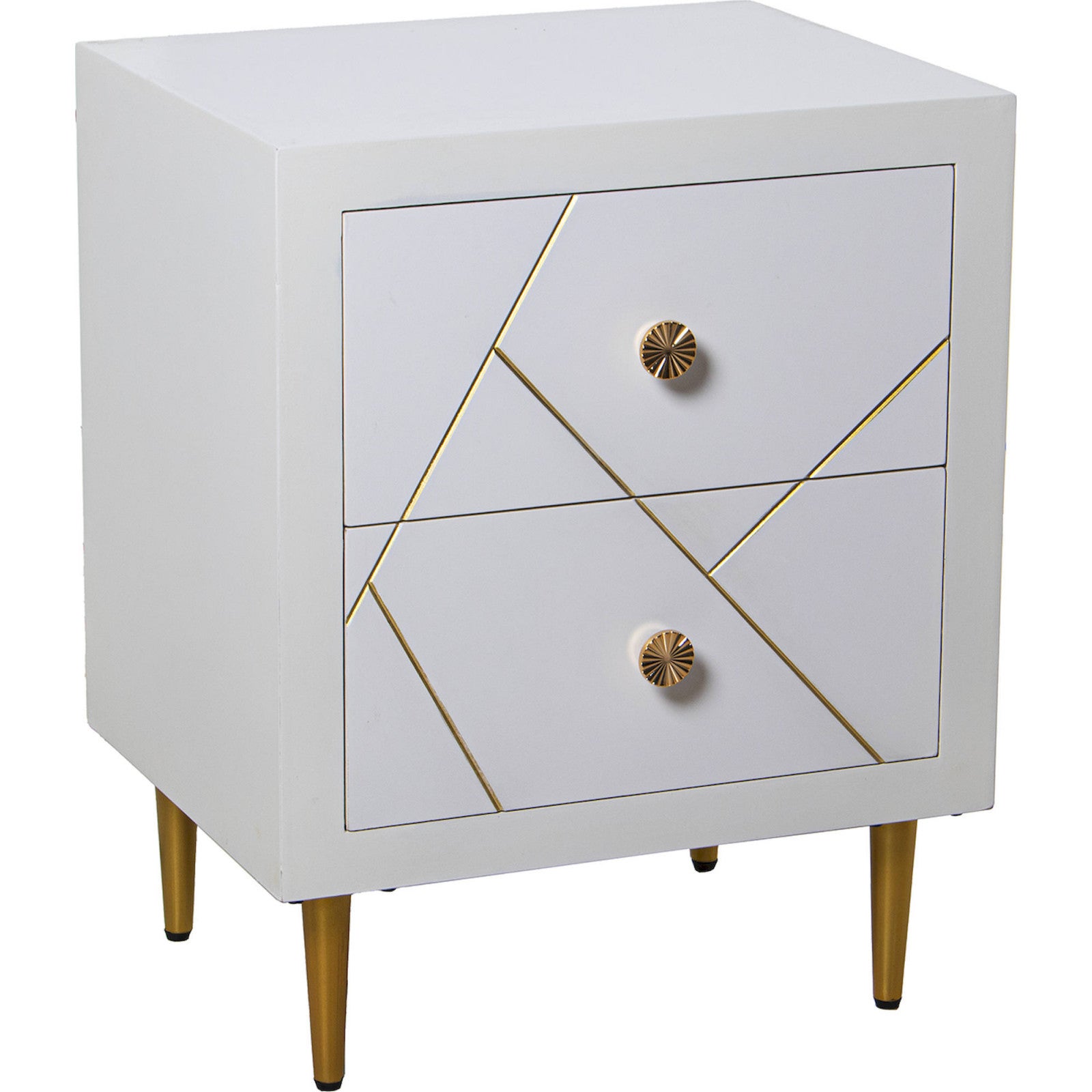 Table de chevet blanche finition dorée élégance et style 50 x 40 x 63 cm Blanc et touches de ...