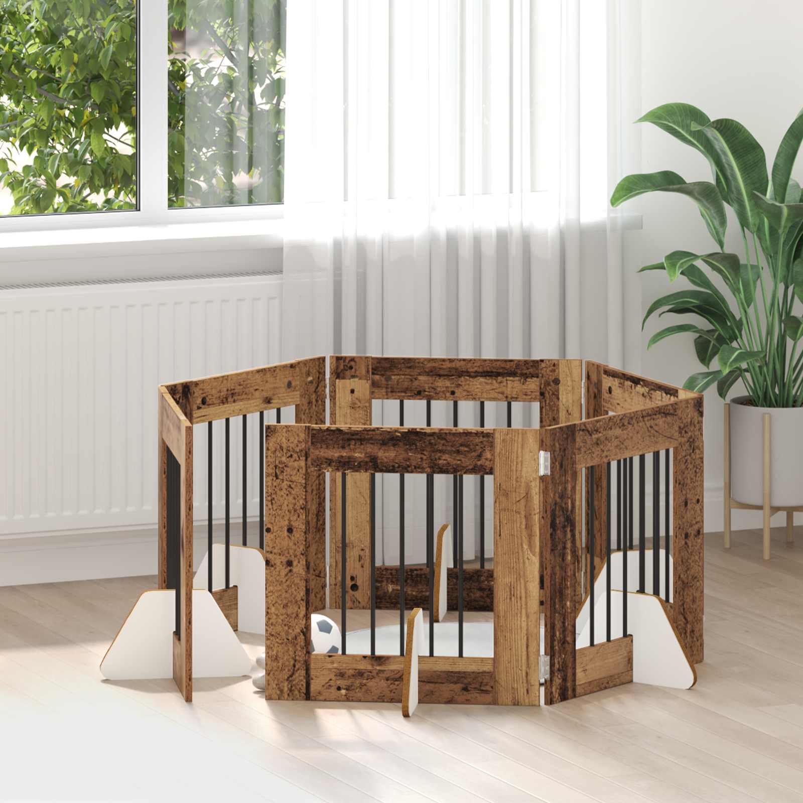 Puerta de perro con soportes 6 pcs Madera envejecida 60 x 60 cm | Leroy ...