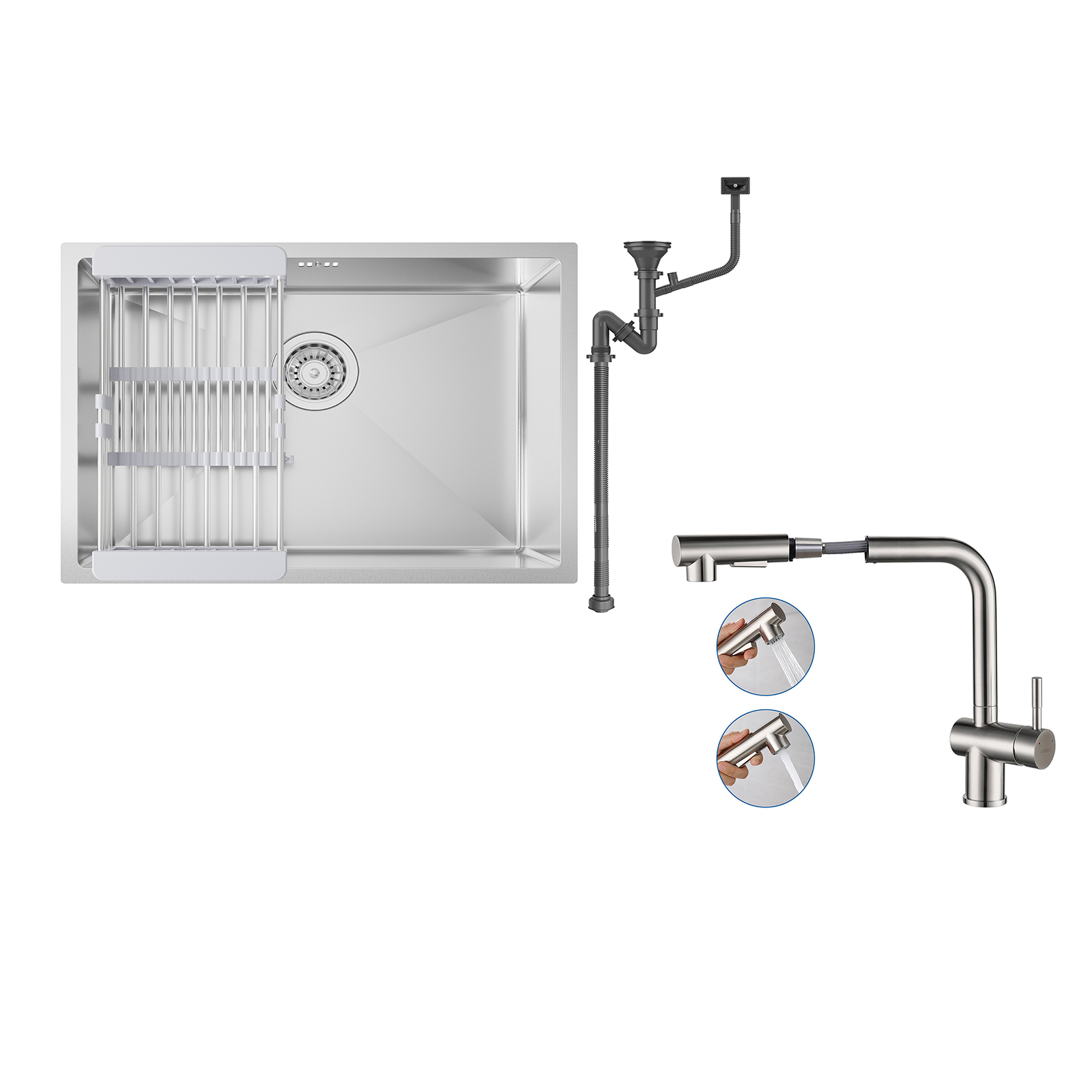 Évier Cuisine 1 Bac 60*44*20CM,inox 304,à Encastrer/sous-plan avec ...