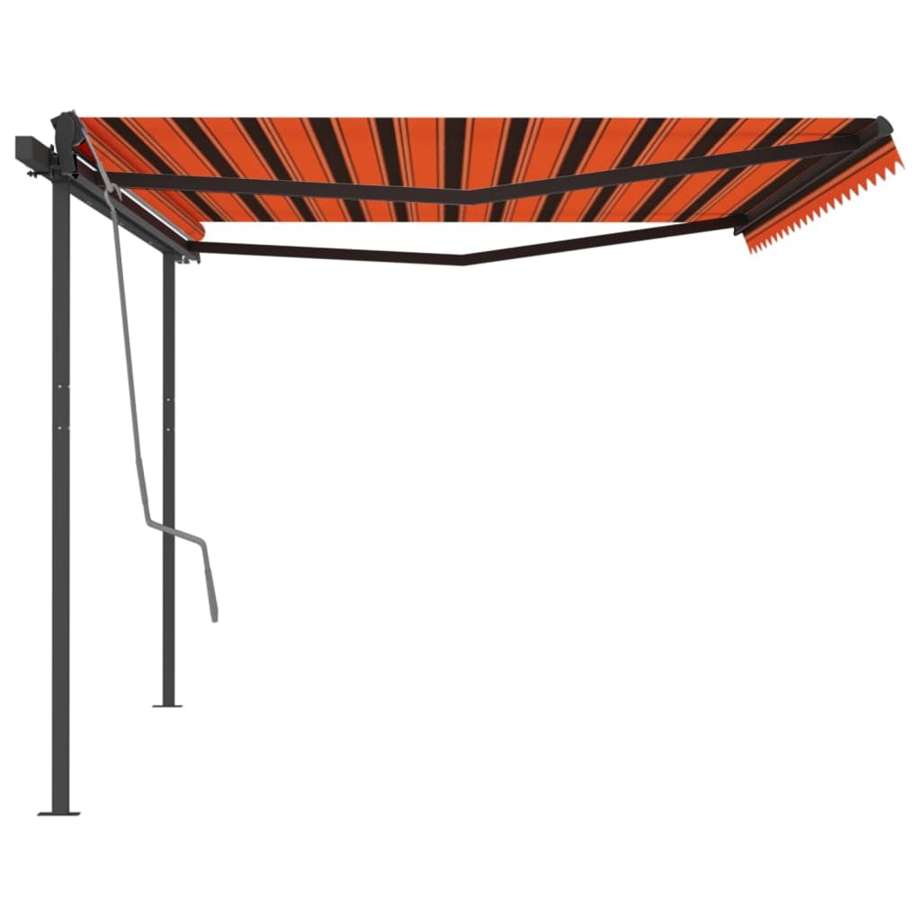 Store banne rétractable automatique avec poteaux orange et marron 5x3 m ...