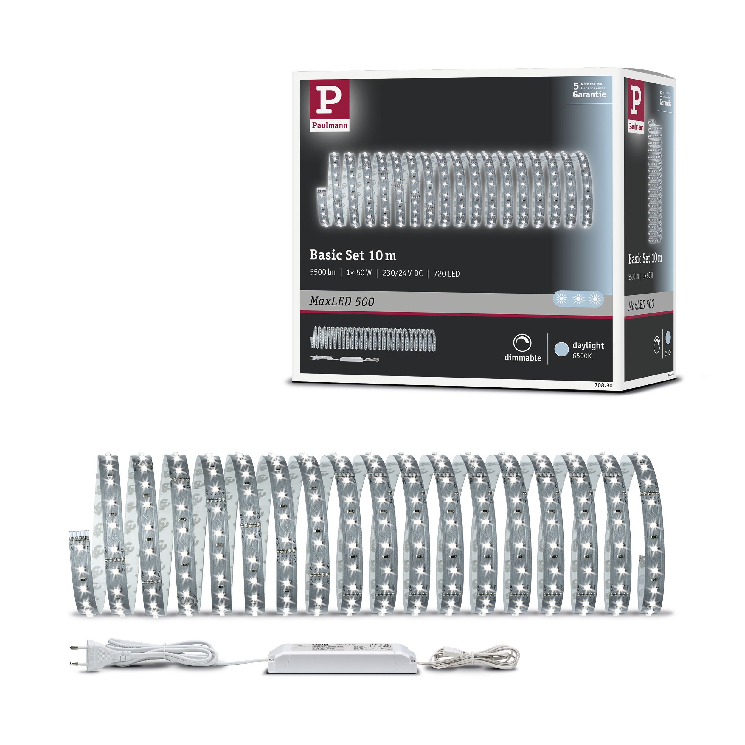 MaxLED 500 Strip LED Kit de base 10m blanc lumière du jour 50W 550lm/m ...