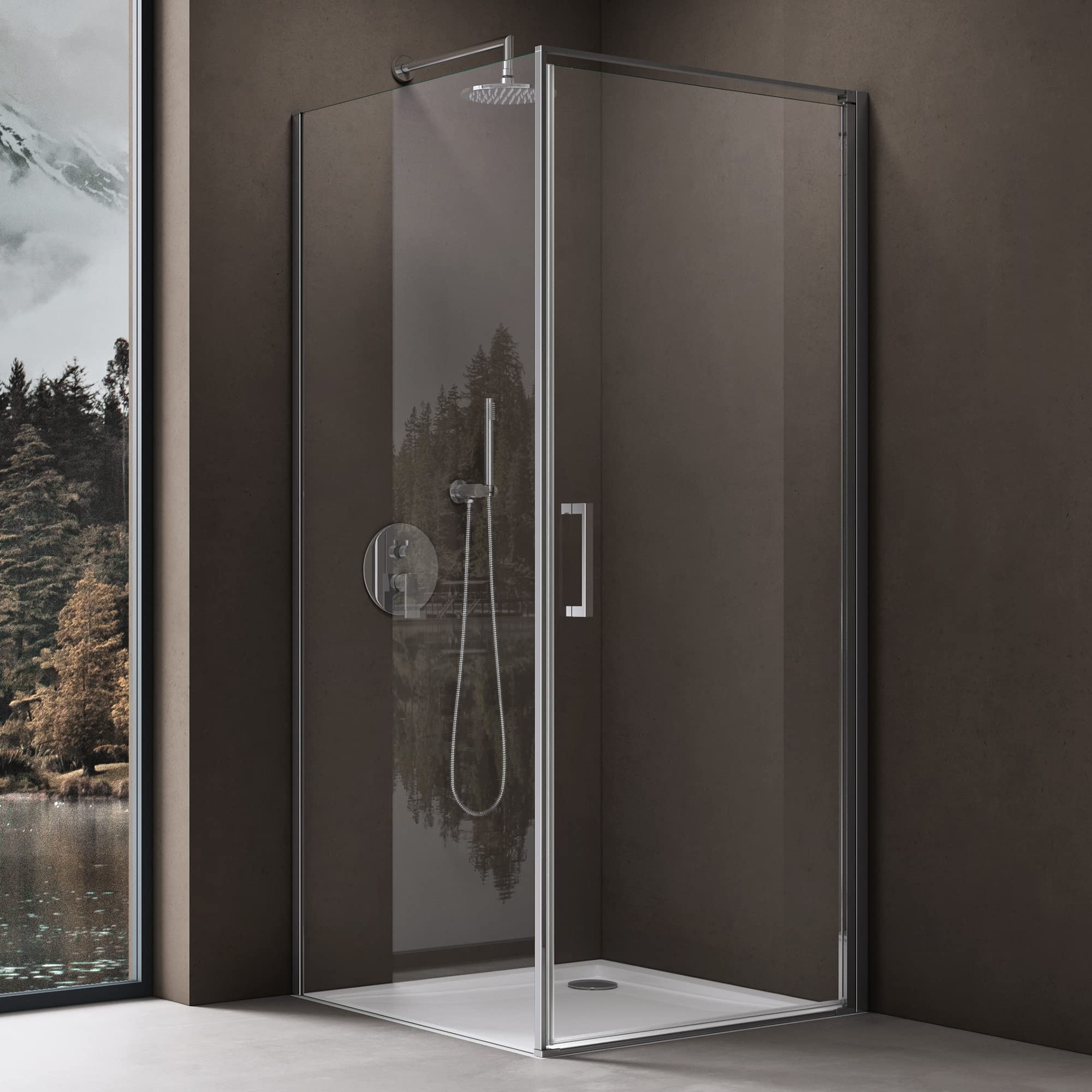 Doporro Box Doccia Angolare 90x80 cm con Porta Battente, Vetro ...