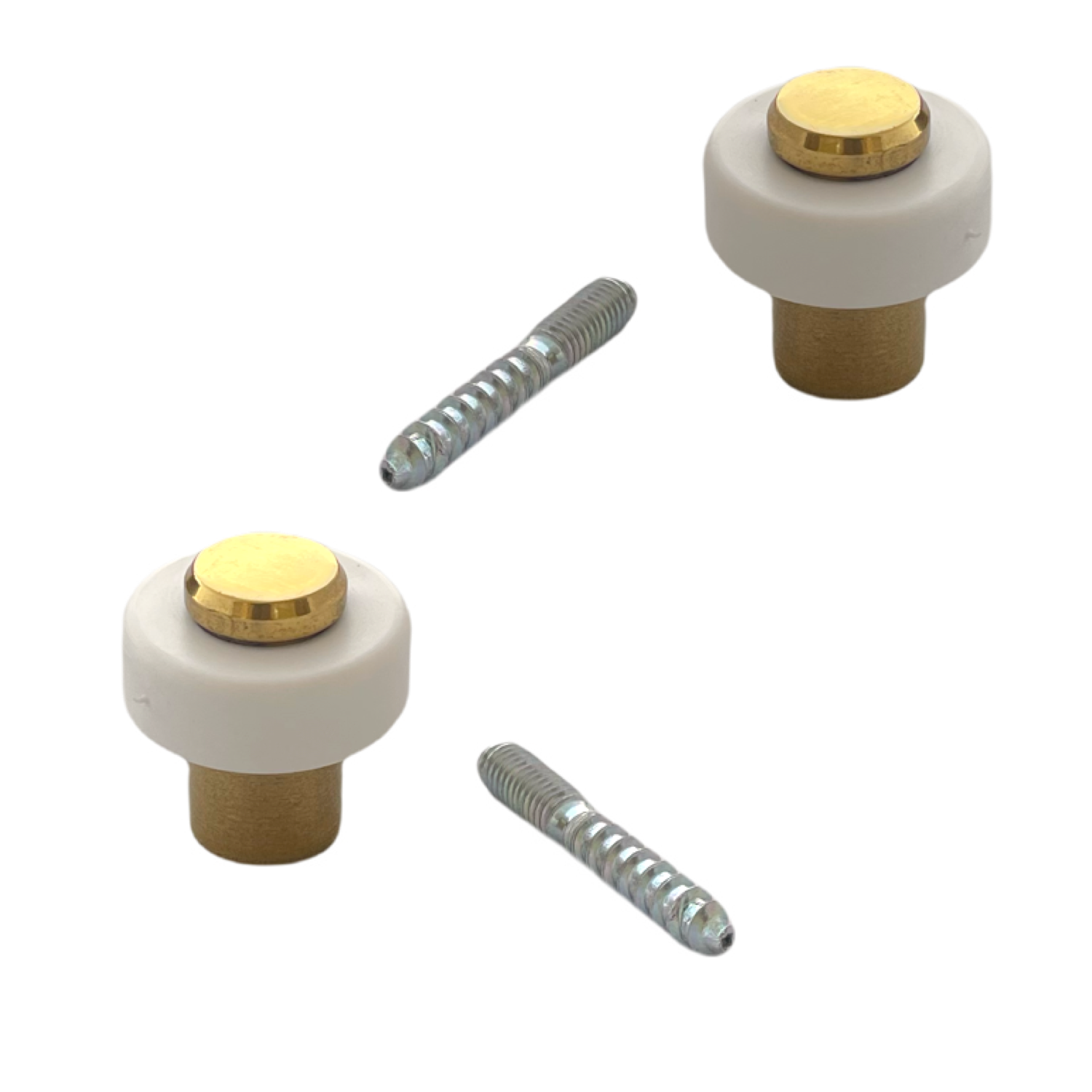 Lot de 2 butoirs luxe, corps laiton poli verni avec vis 2 filets T15. Diamètre 28mm, hauteur ...