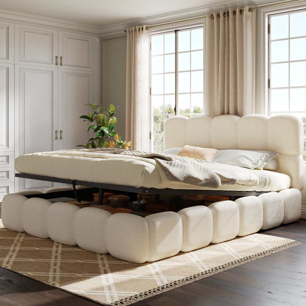 Cama Tapizada 160x200 hidráulica – Almacenaje, Cabecero Acolchado ...