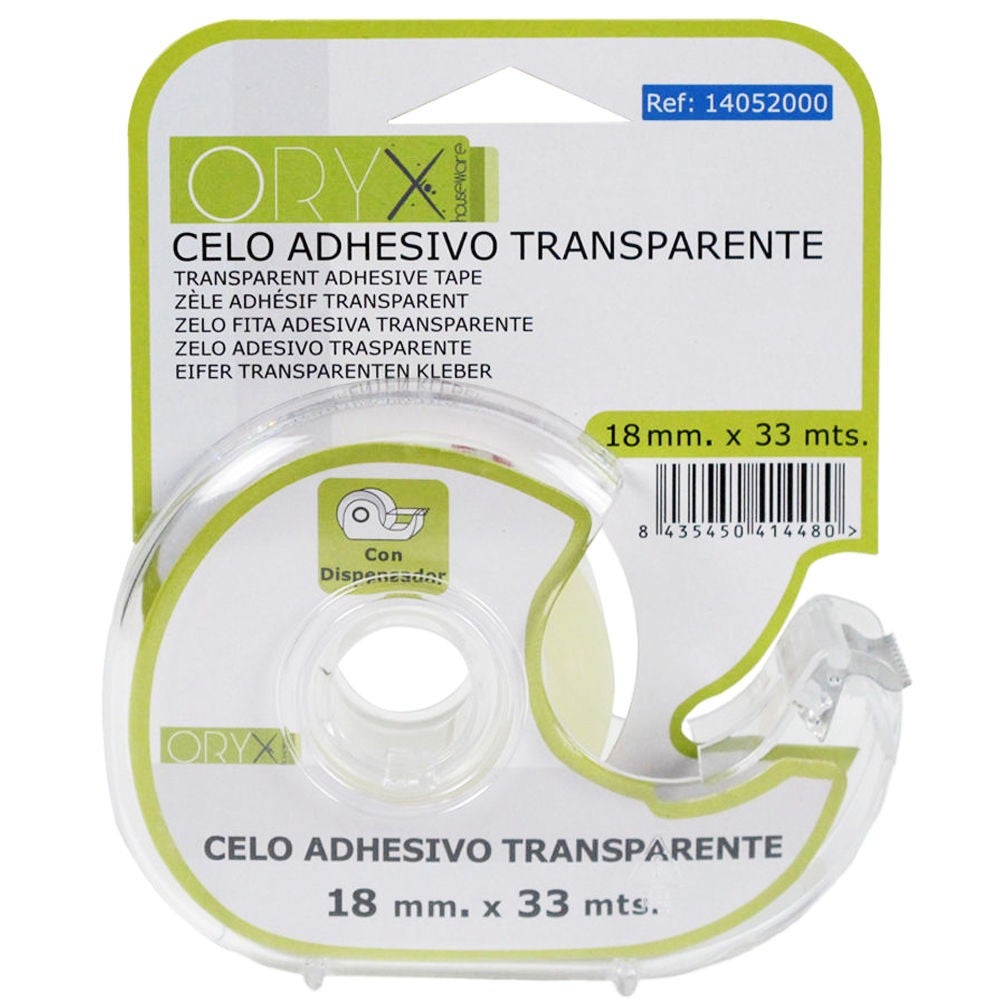 Cinta Celo Adhesivo Transparente 18 mm. x 33 Mts. Con Dispensador ...
