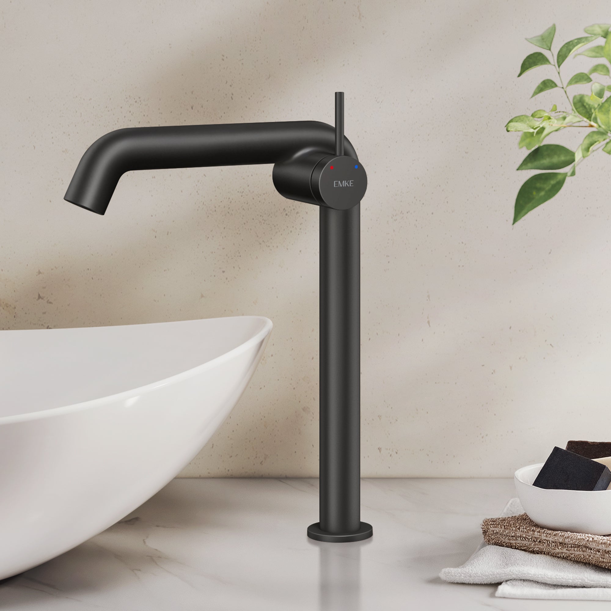 EMKE Grifo de Baño Negro Mate, 332 x 220 x 76 mm, Latón, Cartucho ...