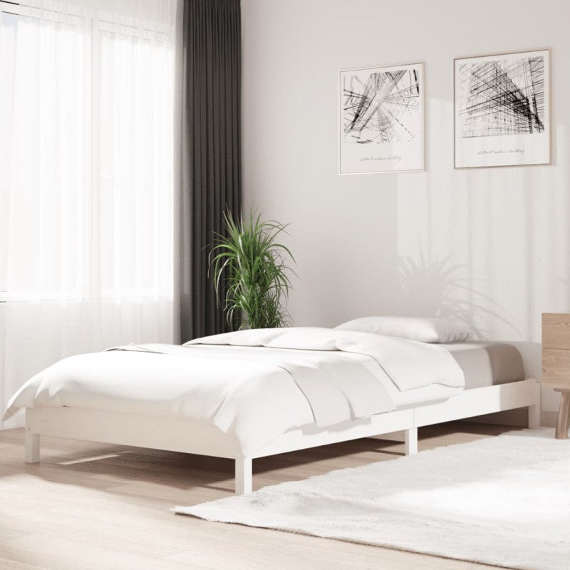 Lit empilable sans matelas blanc 90x190 cm bois de pin massif | Leroy ...