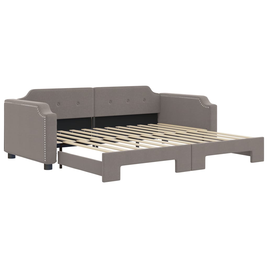 Lit simple | Lit adulte | Lit de jour avec gigogne sans matelas taupe ...