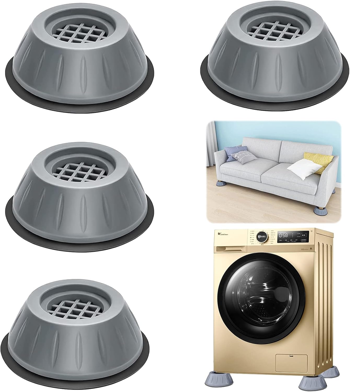 Patins Anti Vibration, 4 Pièces Pieds en Caoutchouc pour Machine à ...