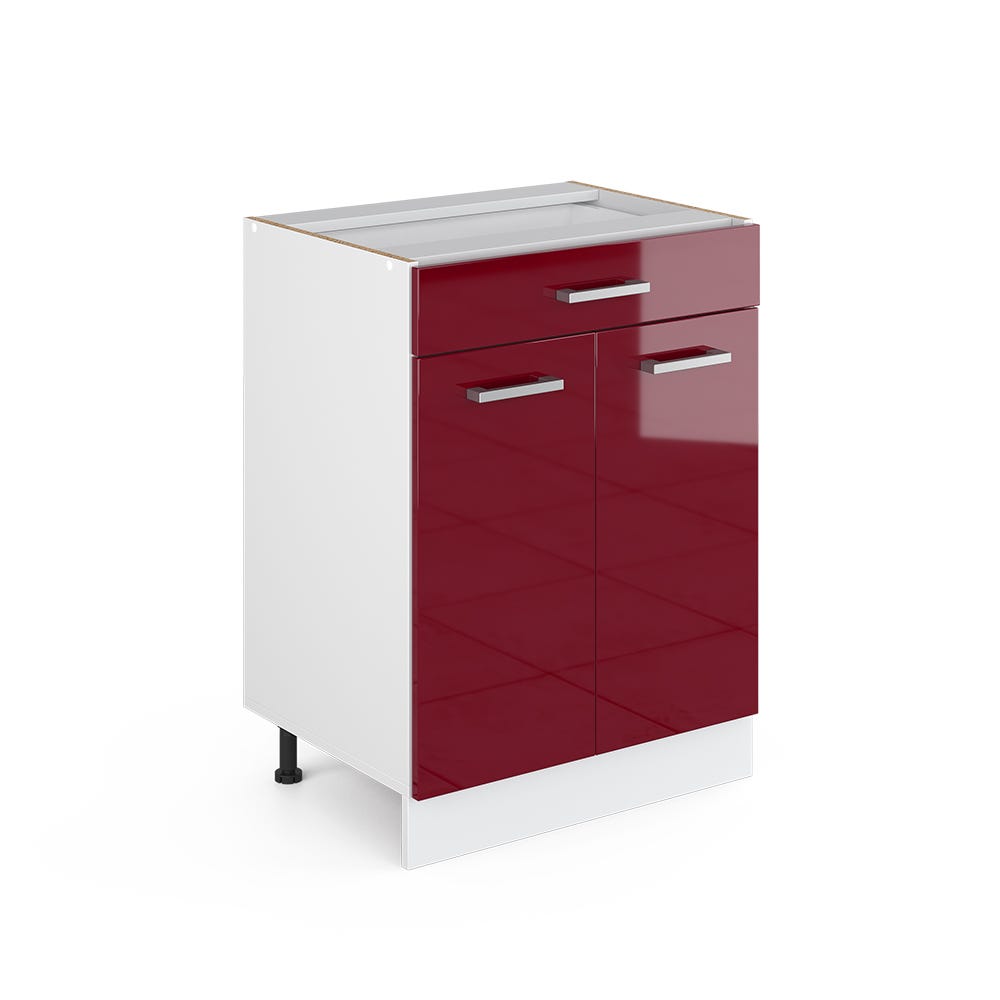 Vicco Meuble Cuisine R Line Rouge Bordeaux Haute Brillanceblanc 60