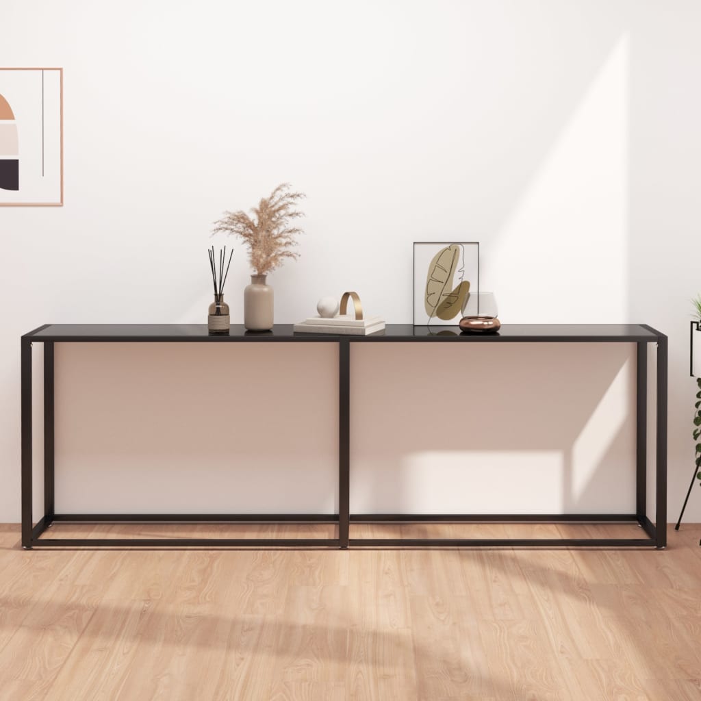 Table console Noir 220x35x75,5 cm Verre trempé vidaXL | Leroy Merlin