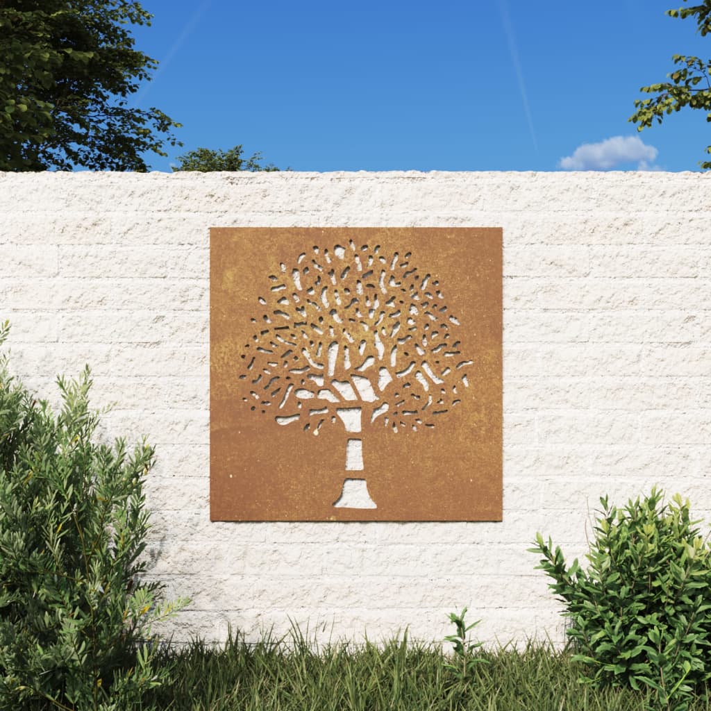 Décoration murale jardin 55x55 cm acier corten design d'arbre | Leroy ...