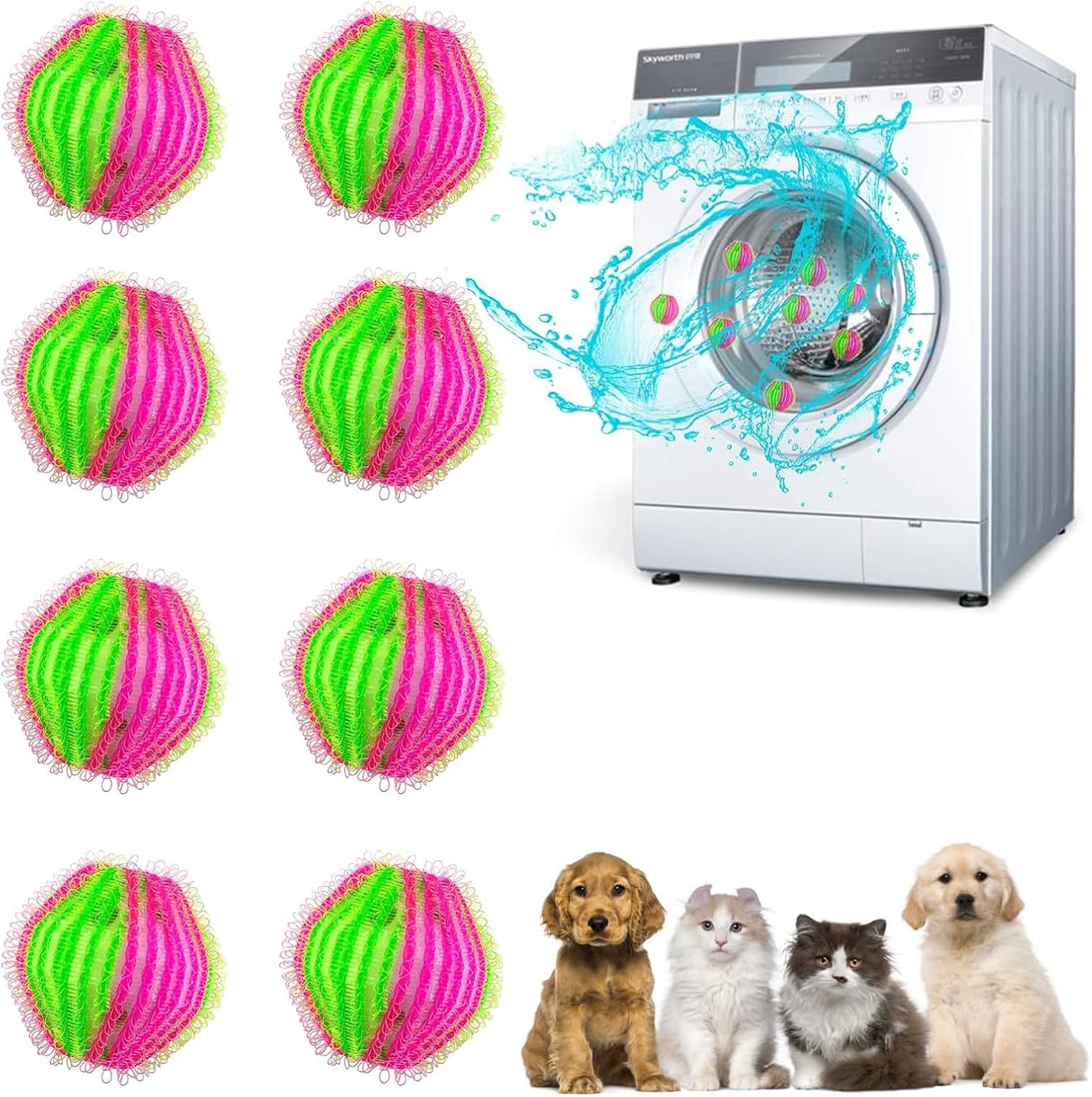 Bolas para quitar pelos de mascotas para lavadora, 8 unidades ...