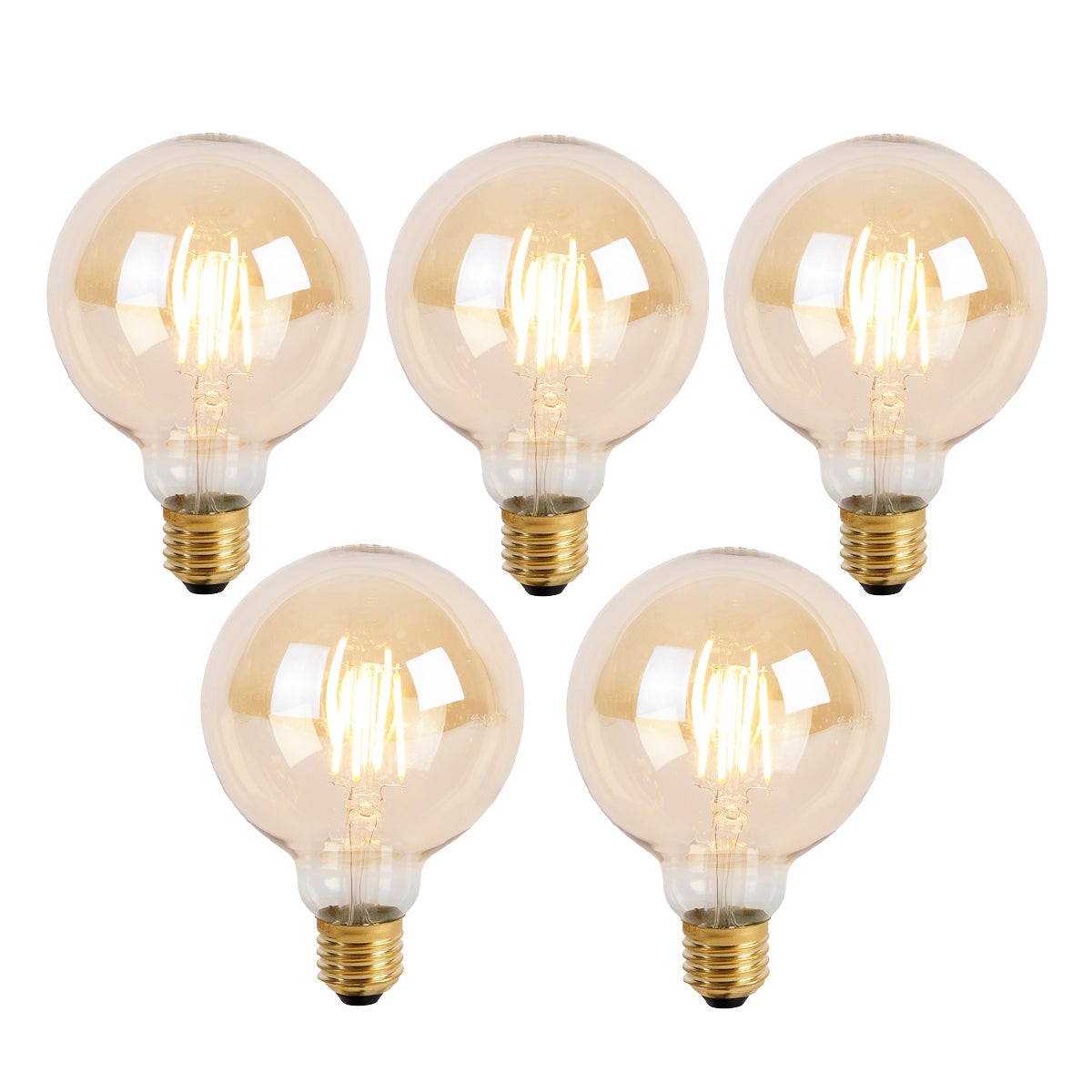 Lot de 5 ampoules LED dimmables à 3 niveaux E27 G95 Goldline 5W 530lm 2200K | Leroy Merlin