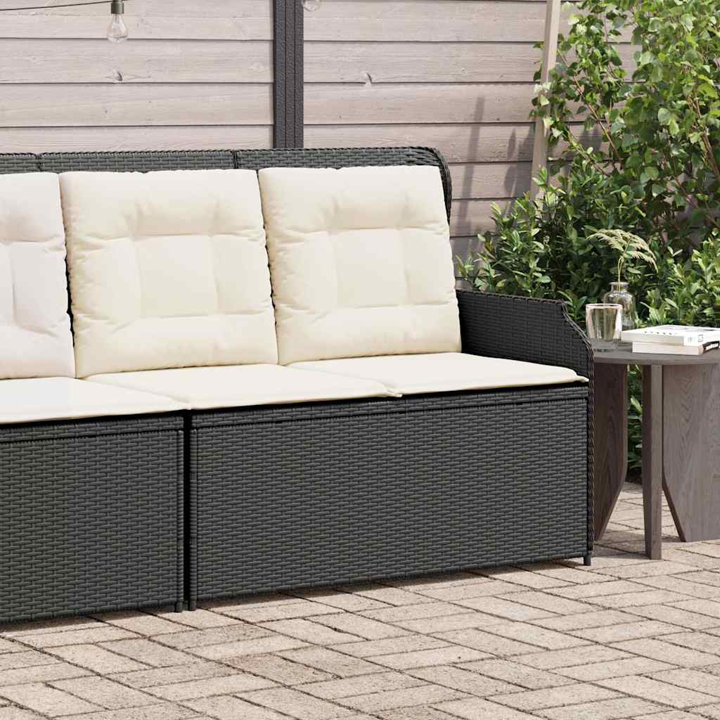 Banc inclinable de avec coussins noir résine tressée | Leroy Merlin