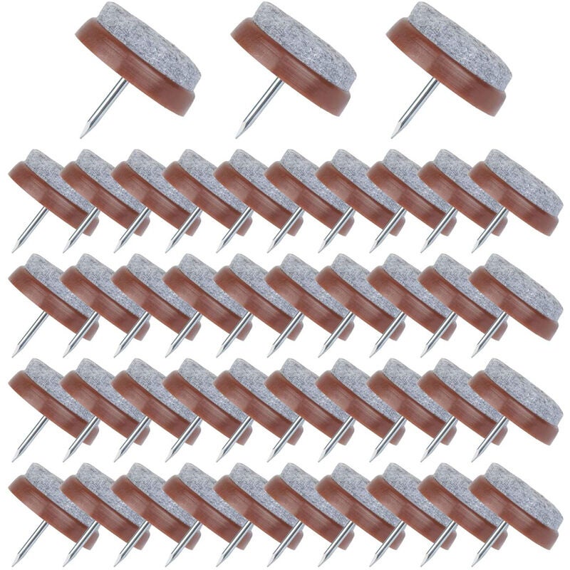 50 Pcs Patin Chaise a Clouer 24mm Marron Tampon Chaise en Feutre pour ...