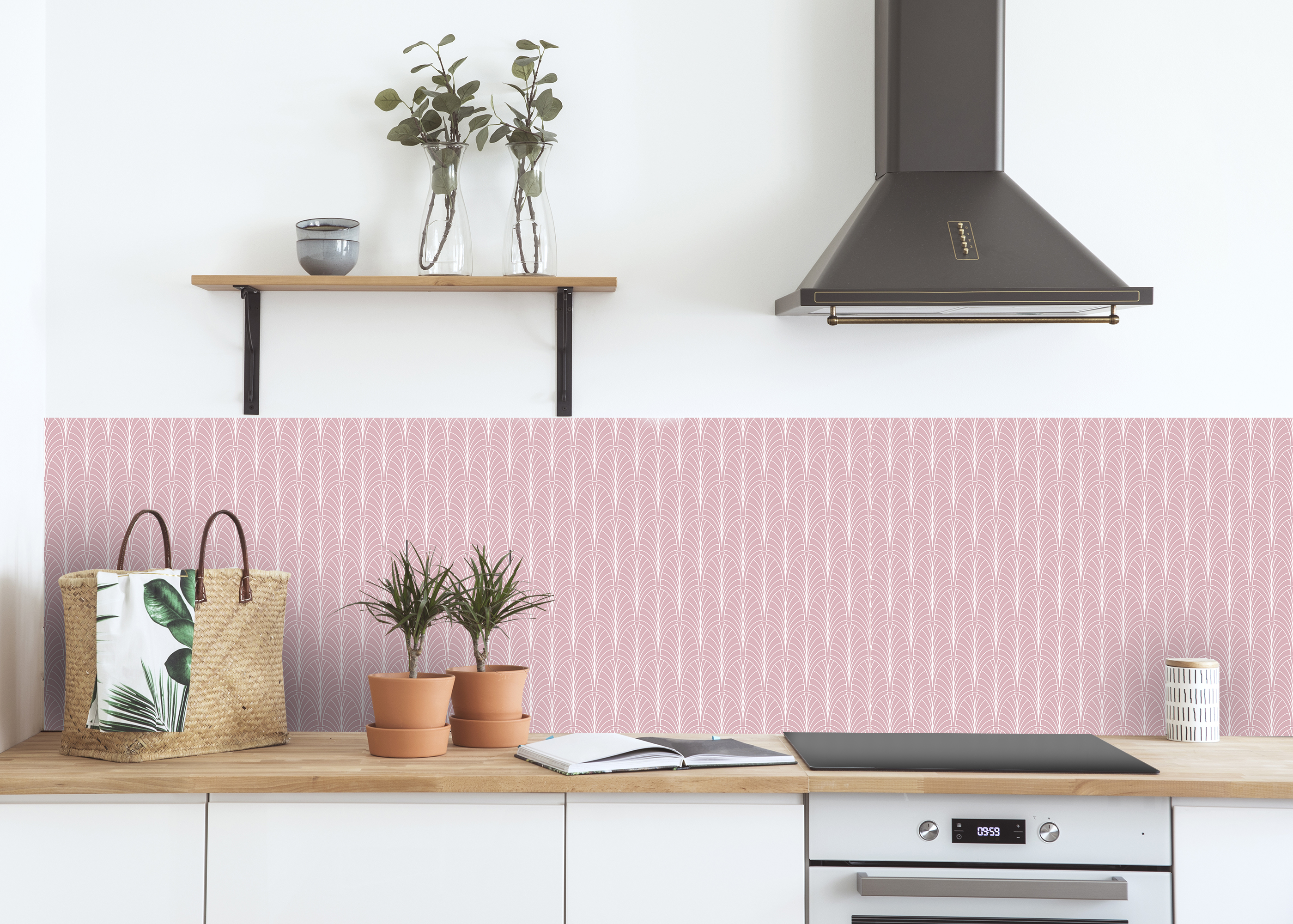 Rollo sticker Art-decó in pink and white 80x210 cm | Leroy Merlin