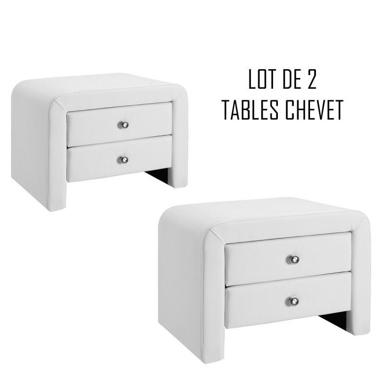 Table chevet design blanc Eva x2 | Leroy Merlin