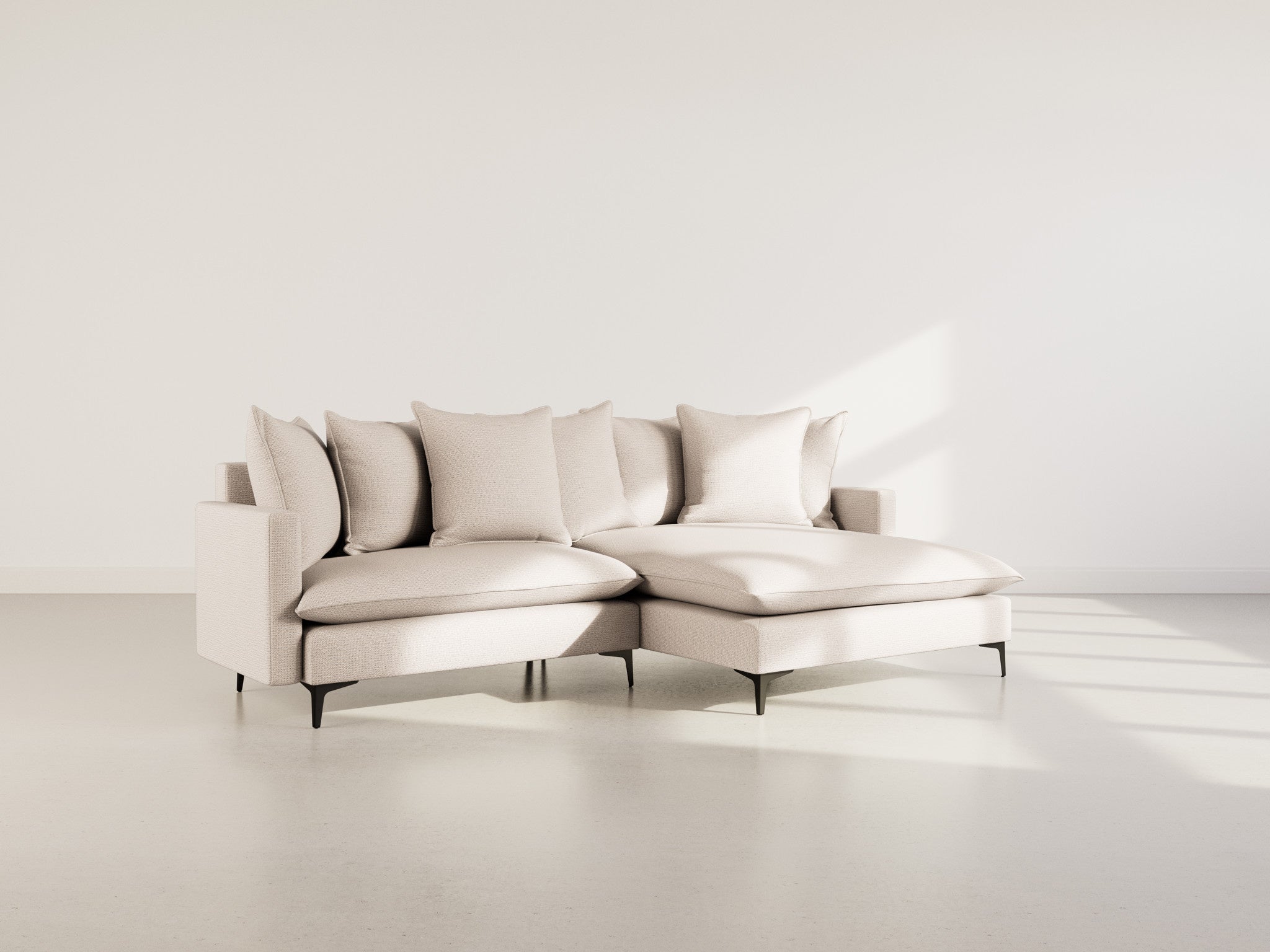 Canapé d'angle réversible 4 places en tissu texturé beige - MADISON ...
