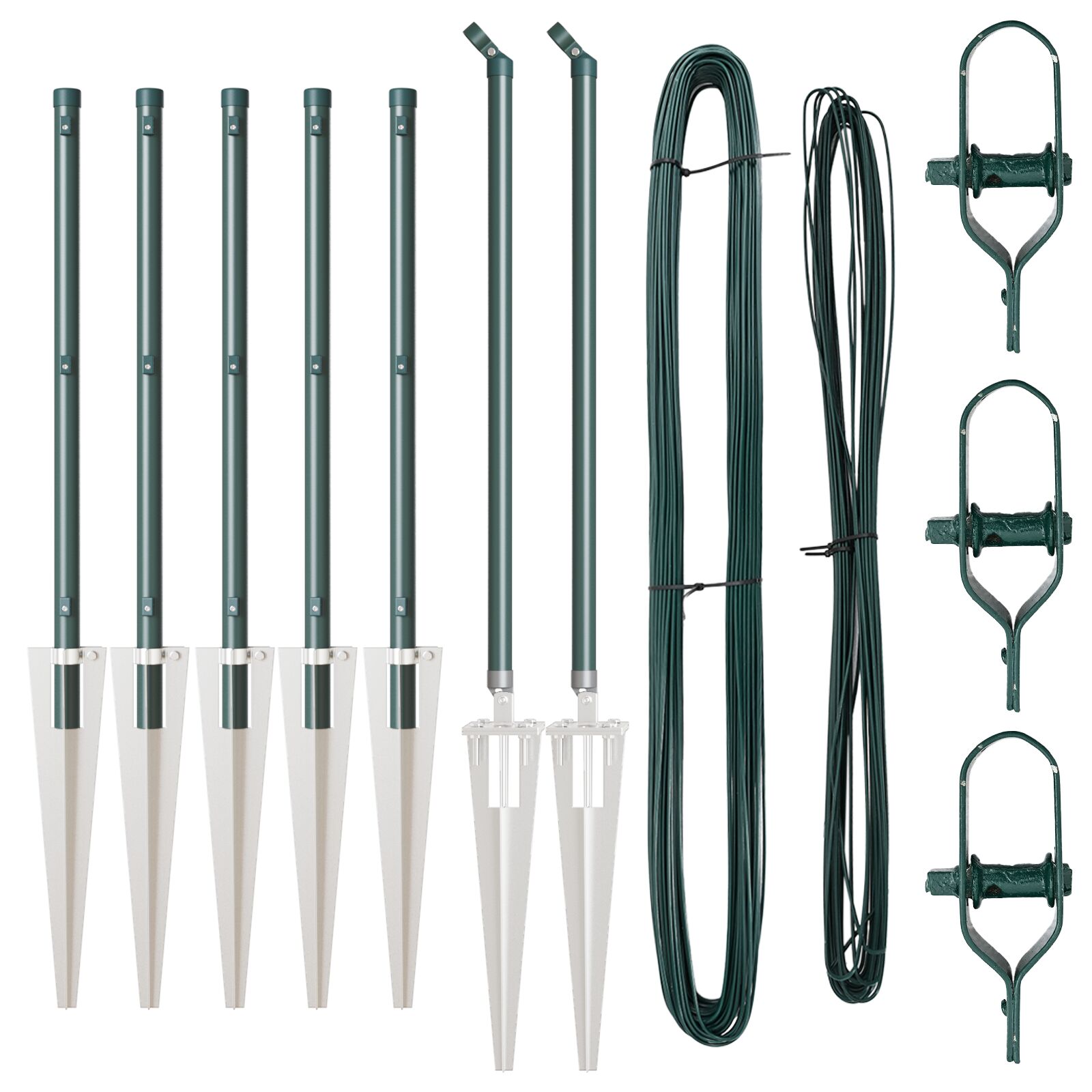 Poteaux de clôture avec piquet 7 pcs Ø32 mm 120 cm en acier galvanisé ...