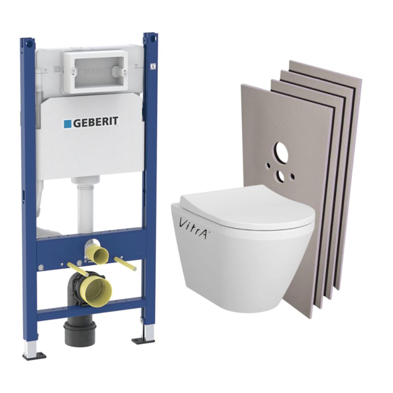 Pack WC Bati-support Geberit UP720 extra-plat + WC sans bride Vitra ...