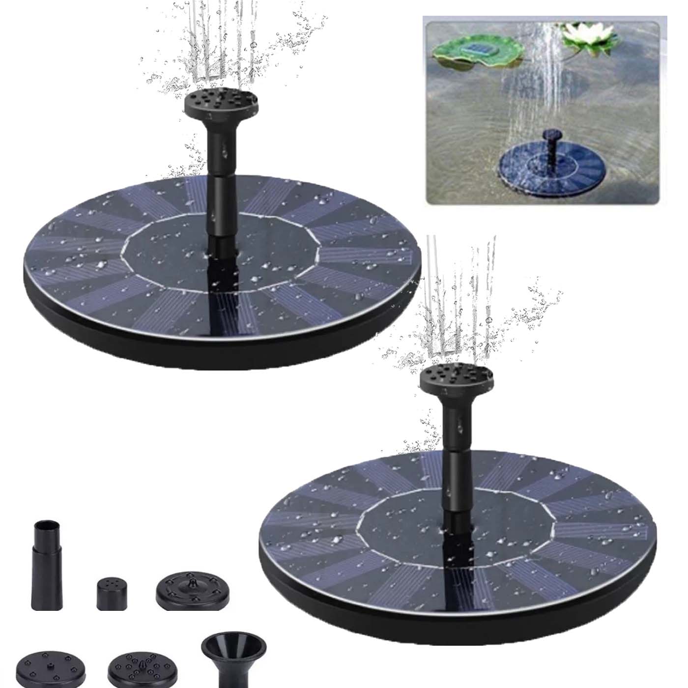 Juego de 2 fuentes solares para exterior, bomba solar flotante para ...