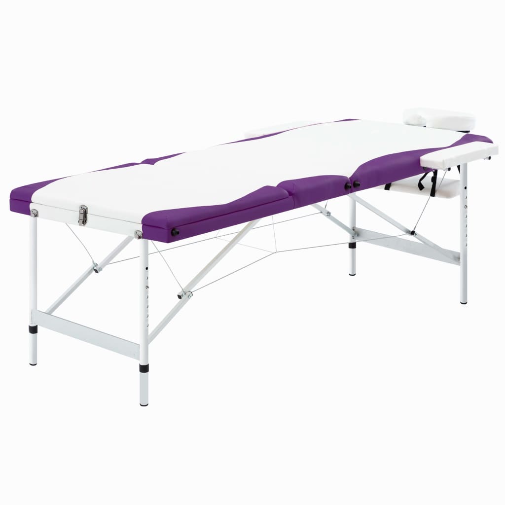 Table De Massage Pliable 3 Zones Aluminium Blanc Et Violet Leroy Merlin