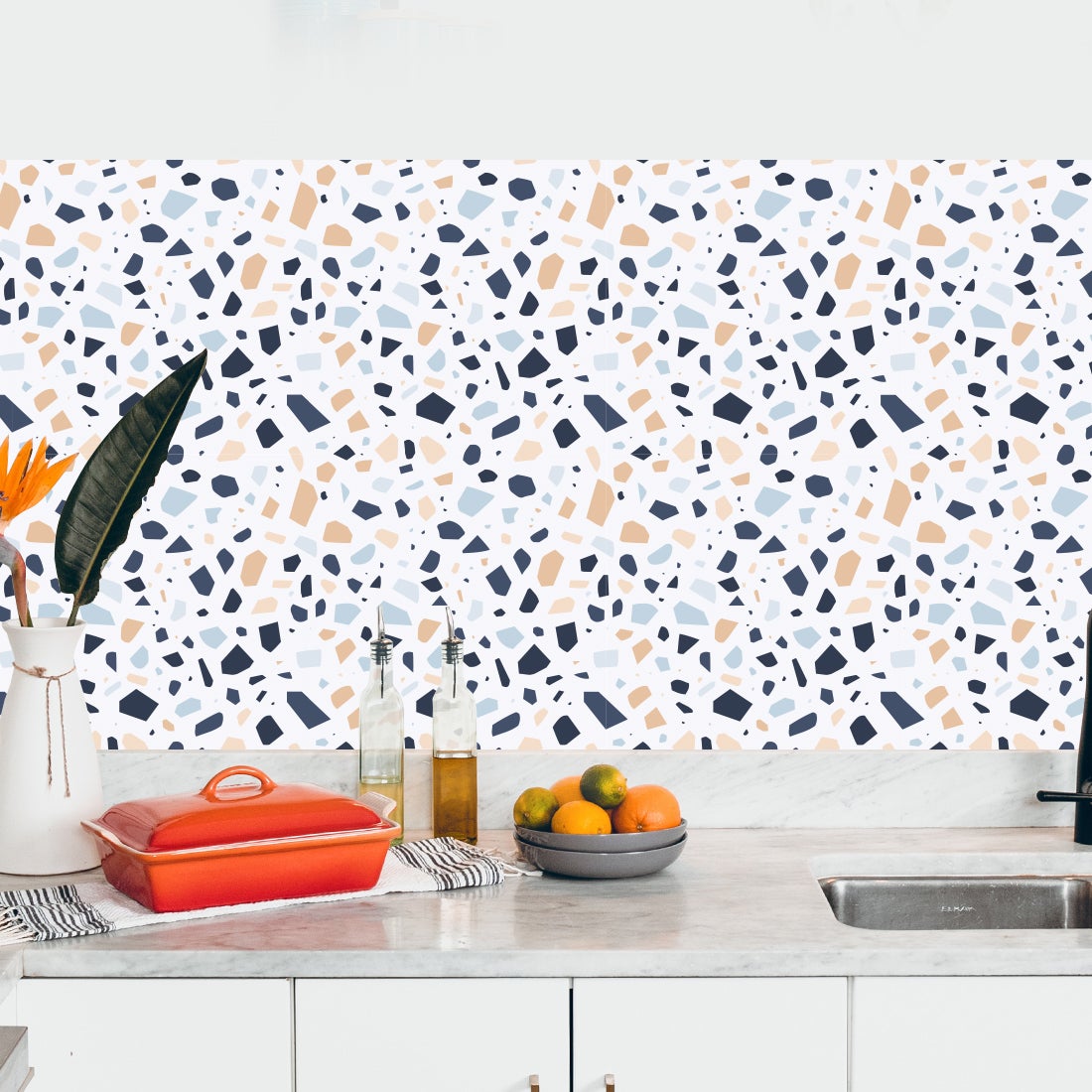 Salpicadero adhesivo para cocina - Terrazo - 50x400cm | Leroy Merlin