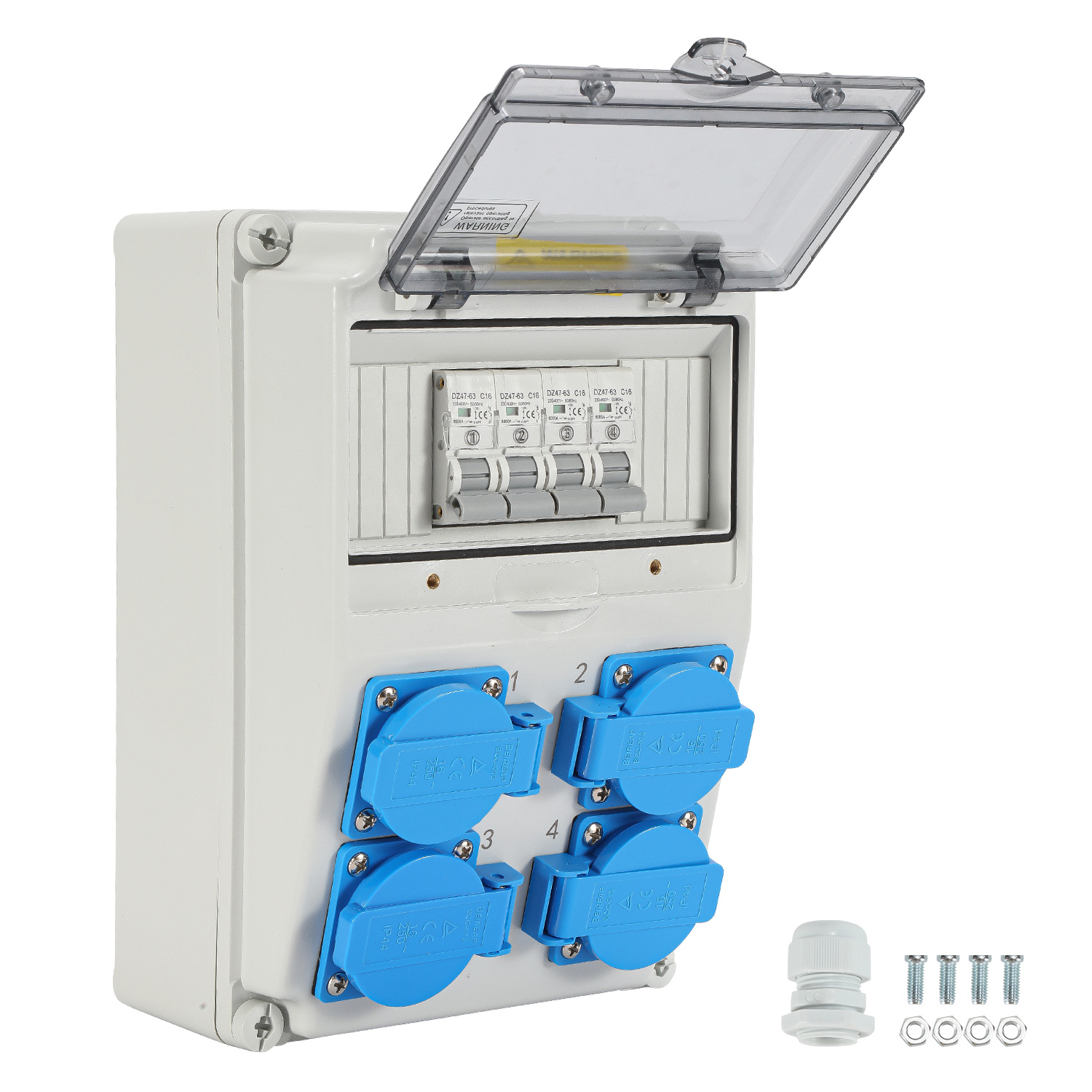 Tableau électrique Coffret de Chantier Mural Répartiteur de Courant Schuko CEE 4X Schuko et ...