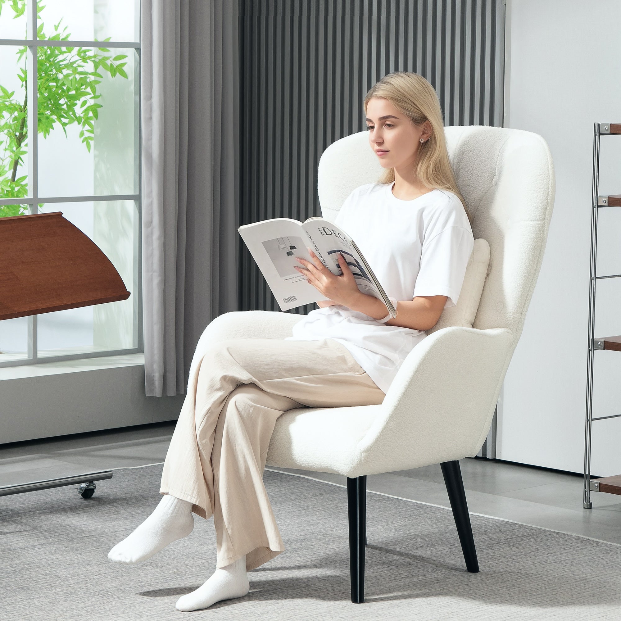 Sillón Teddy White - Reclinable + Tapizado + Cojín lumbar | Leroy Merlin