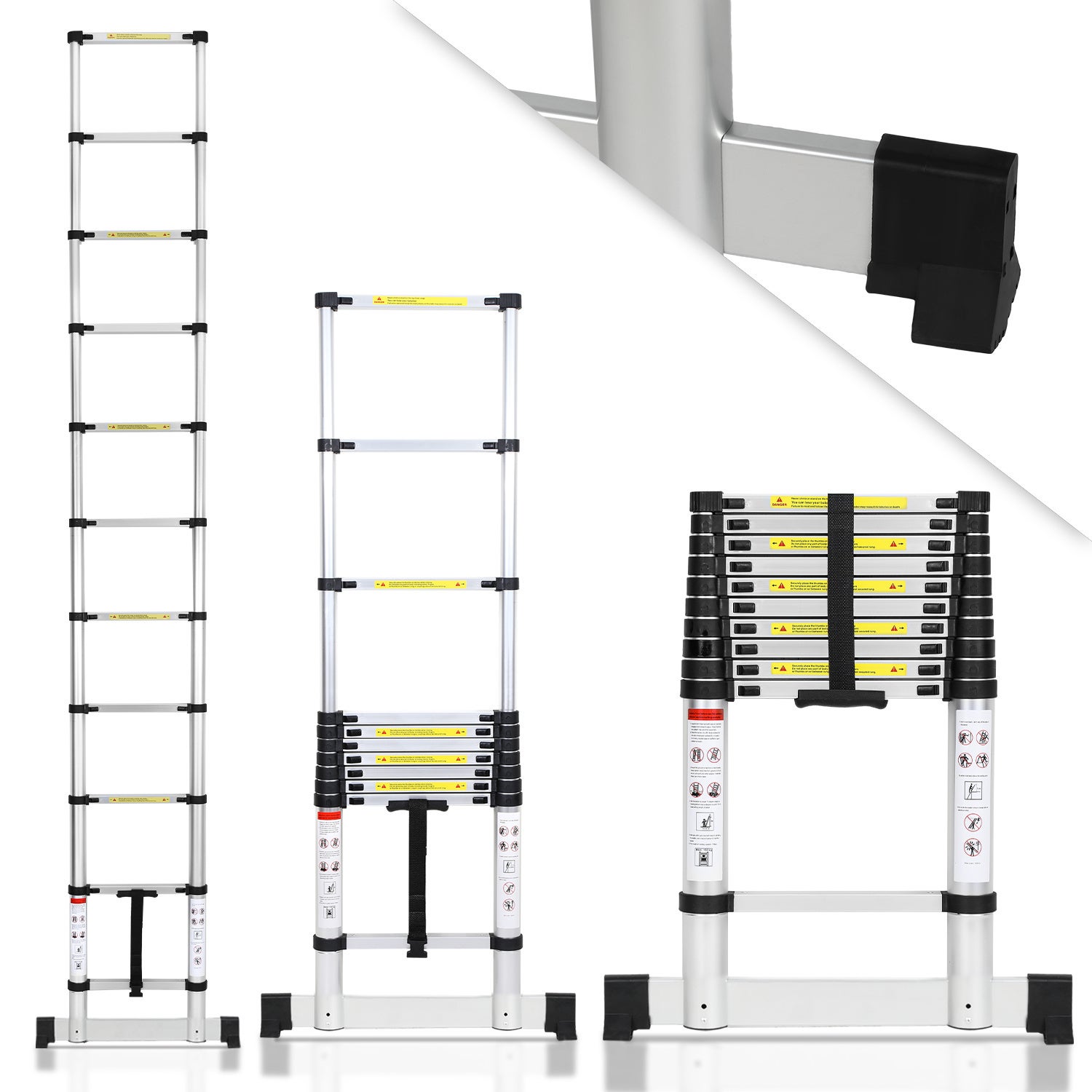 Escabeau echelle telescopique 3,2m avec stabilisateur, pliante ...