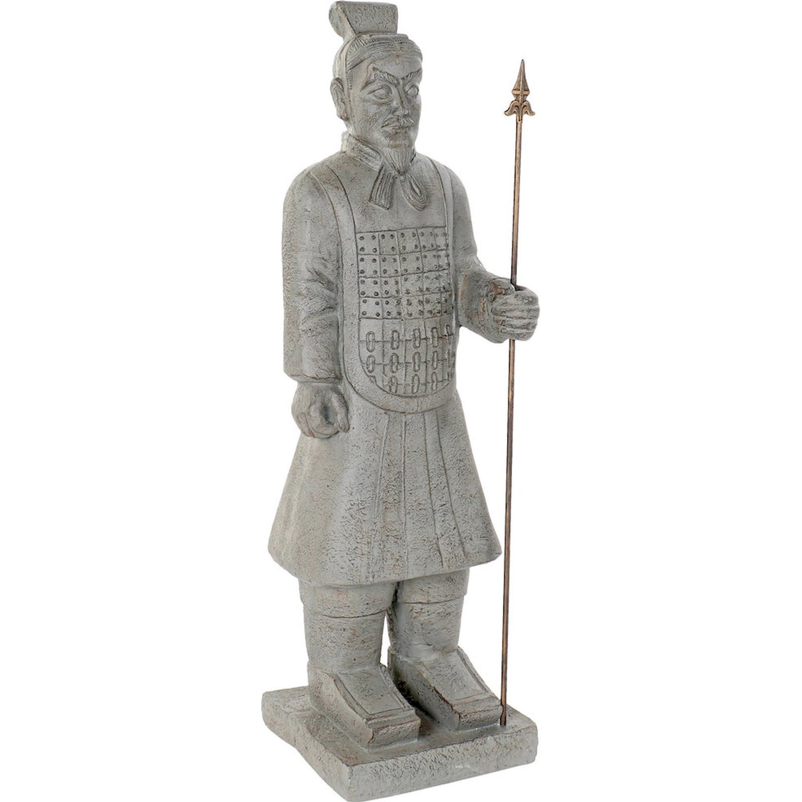 Statue guerrier élégant gris et doré en fibre 35 x 32 x 118 cm Teinte ...